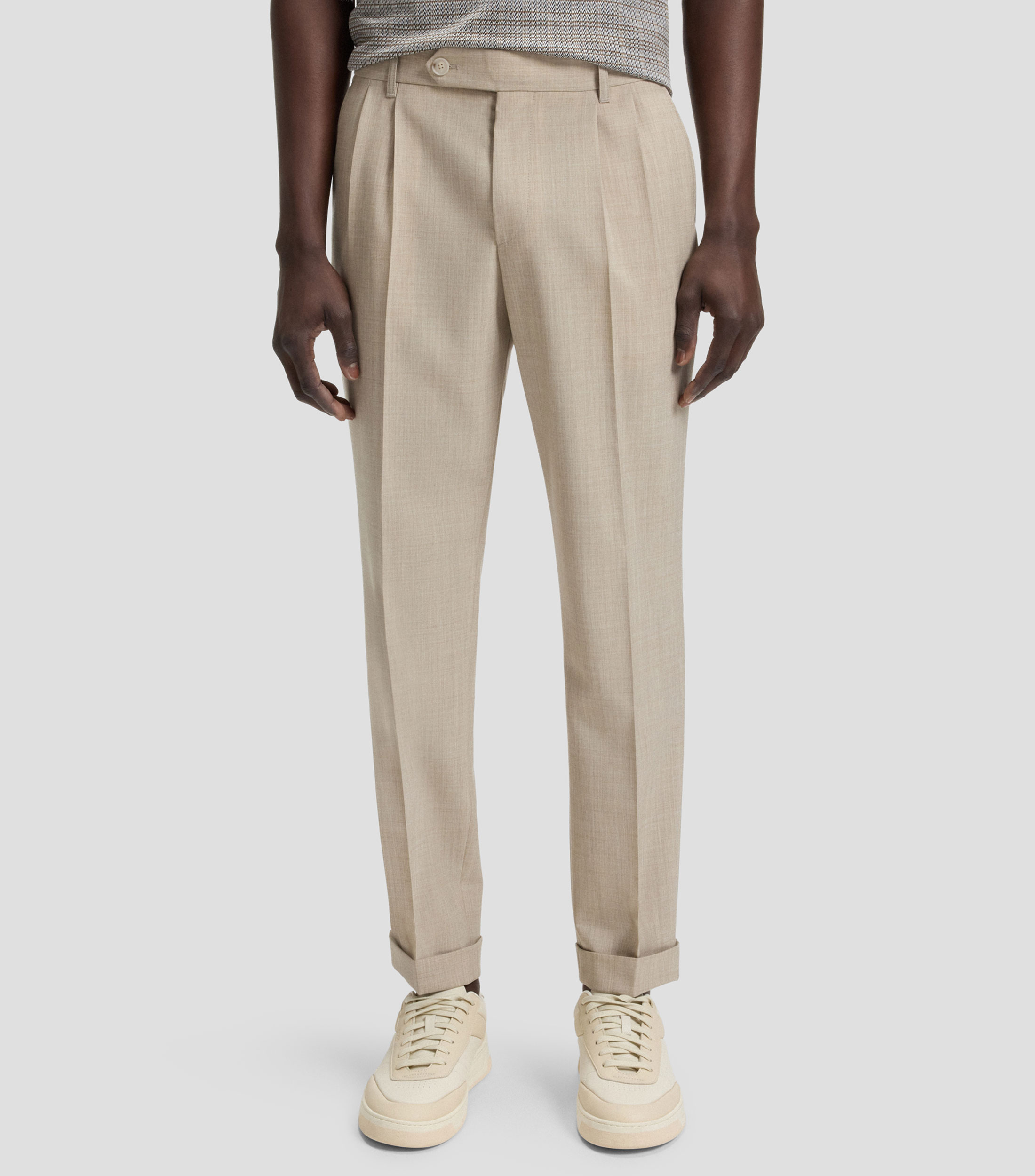 Hugo Boss Pantalones tapered fit en lana virgen microestampada Hombre ...
