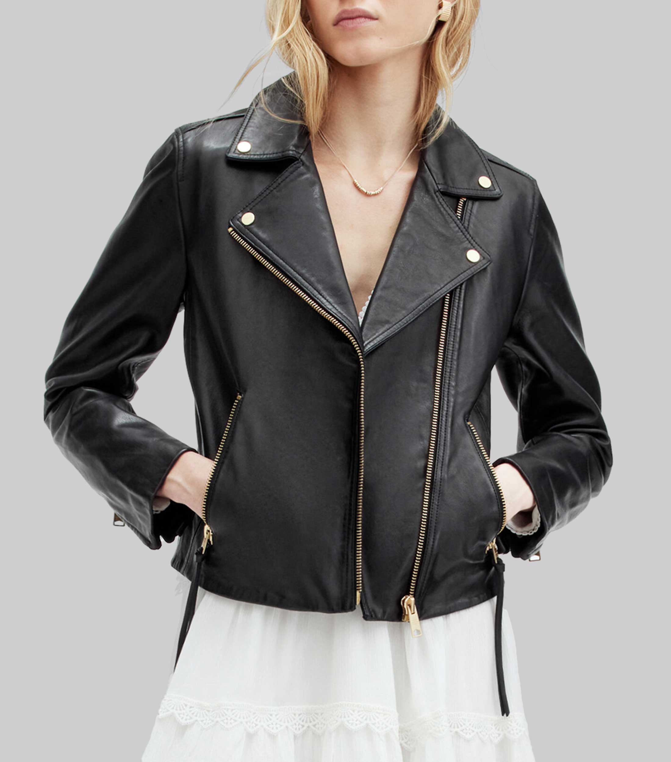 AllSaints: Chamarra biker en piel Mujer | El Palacio de Hierro