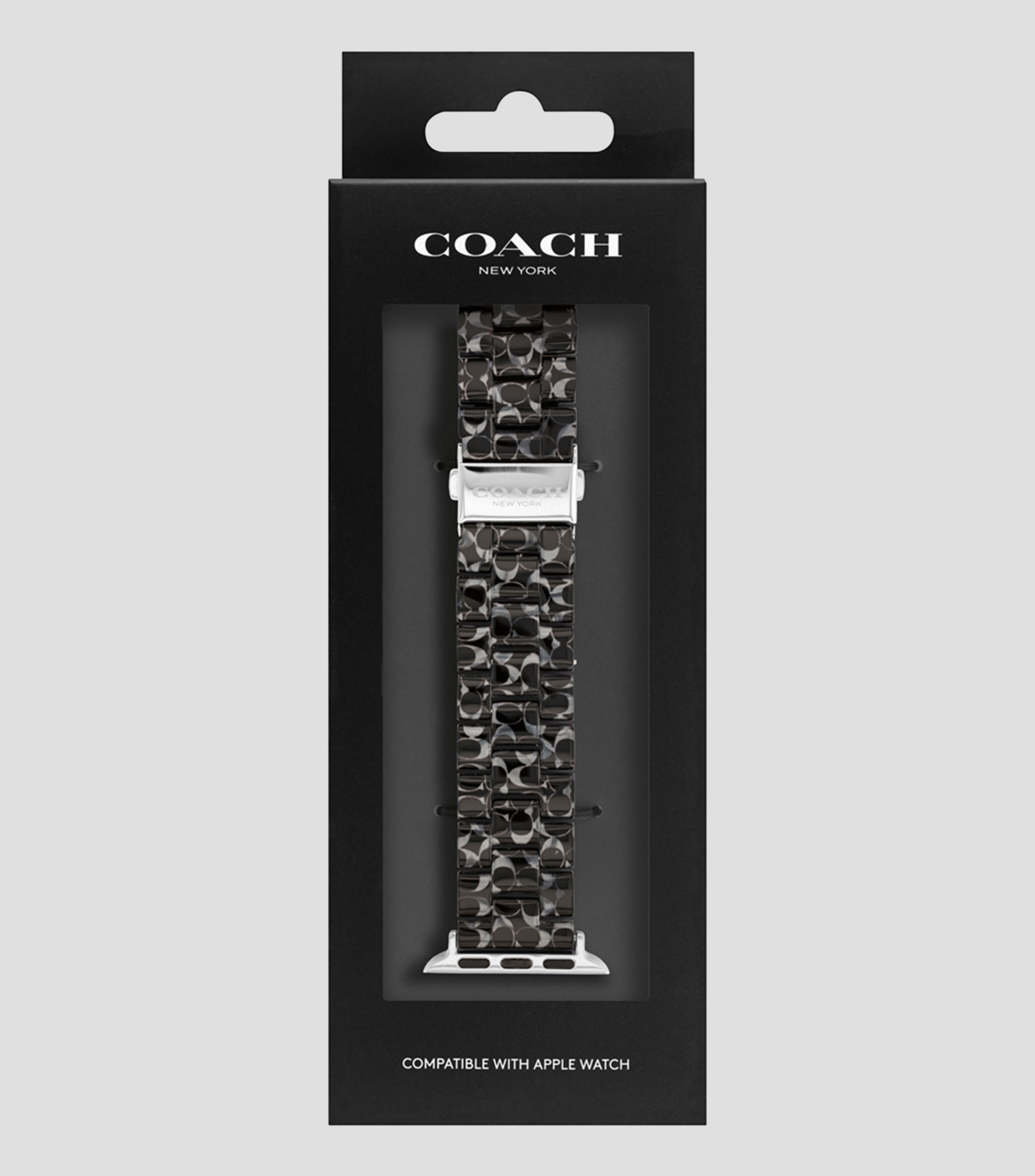COACH Extensible para Apple Watch (38, 40, 41 mm) en resina negra - El ...