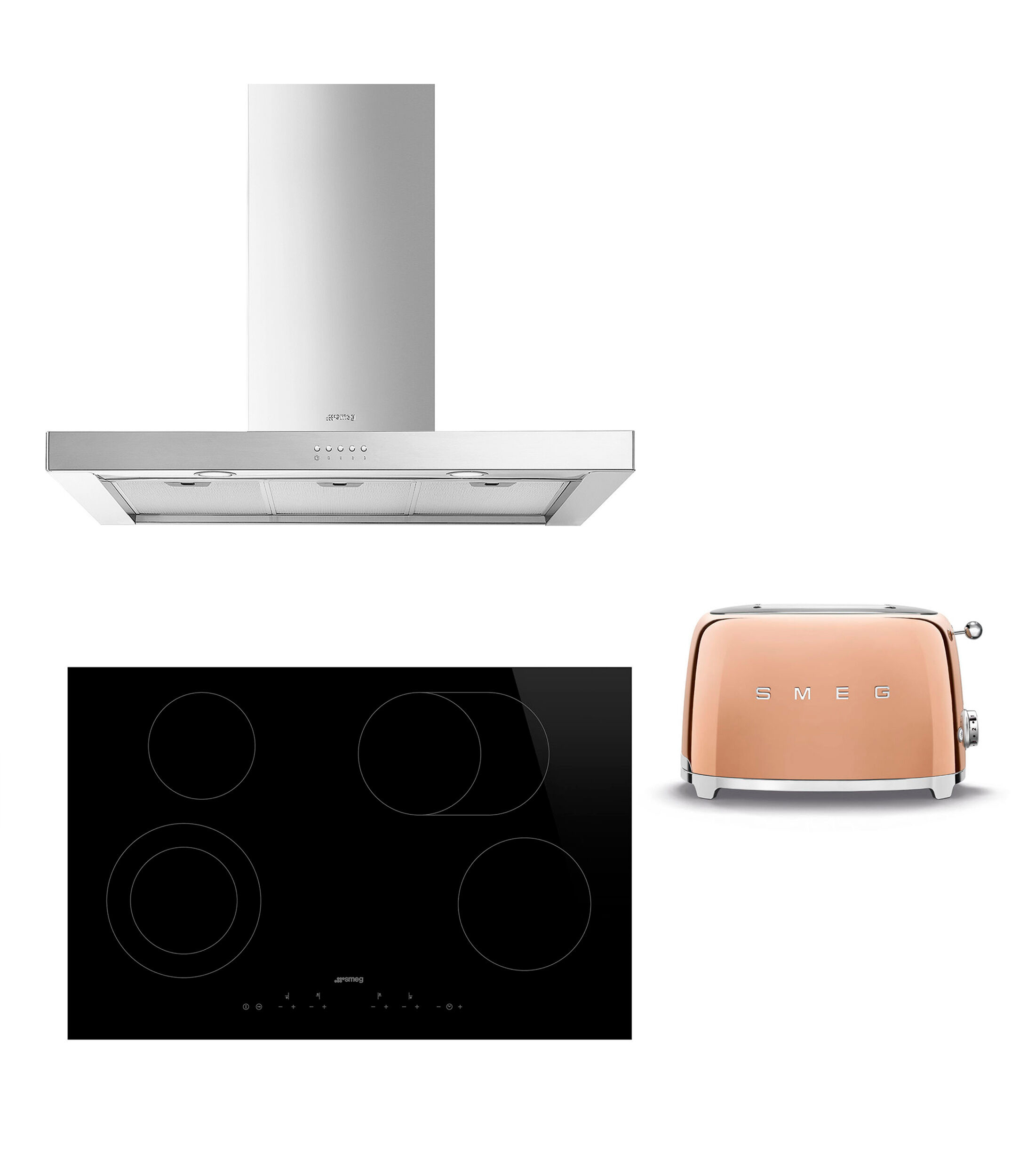 Smeg: Combo Parrilla Eléctrica 4 quemadores + Campana de Pared ...