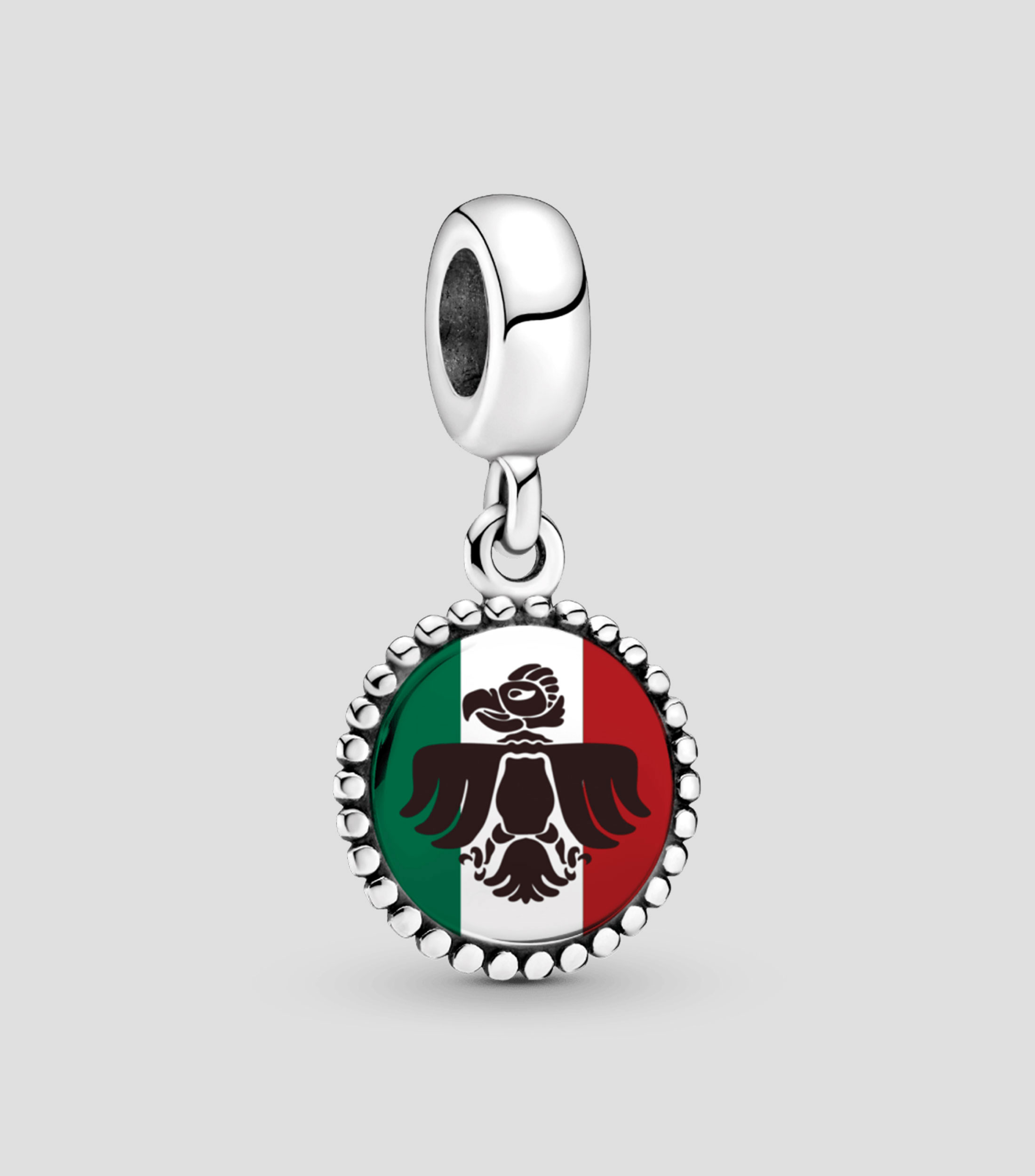 Pandora Charm circular en plata con los colores de la bandera de México ...