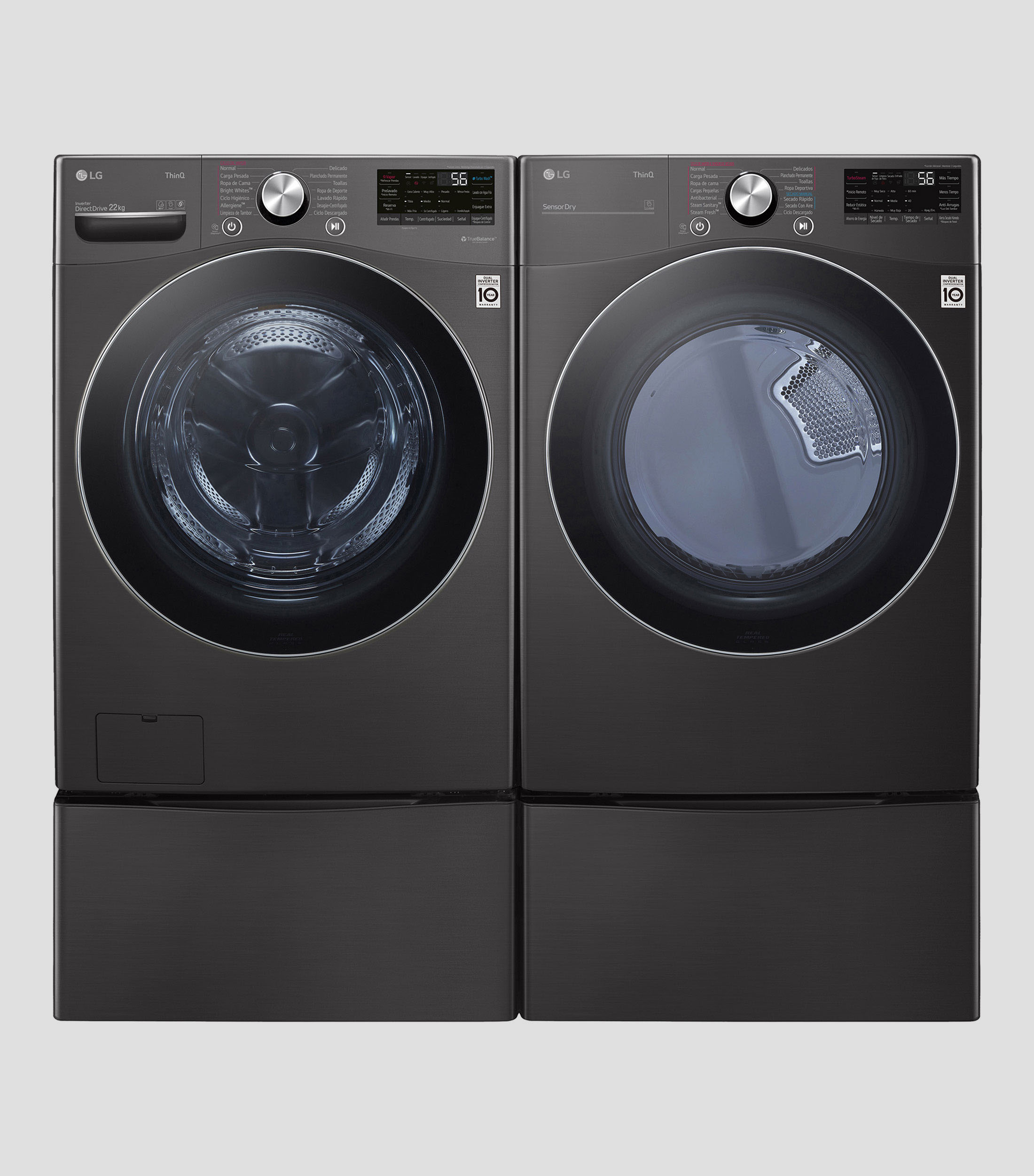 LG: Combo de lavadora y secadora 22 Kg Steam Carga Frontal WM22BV2S6R ...