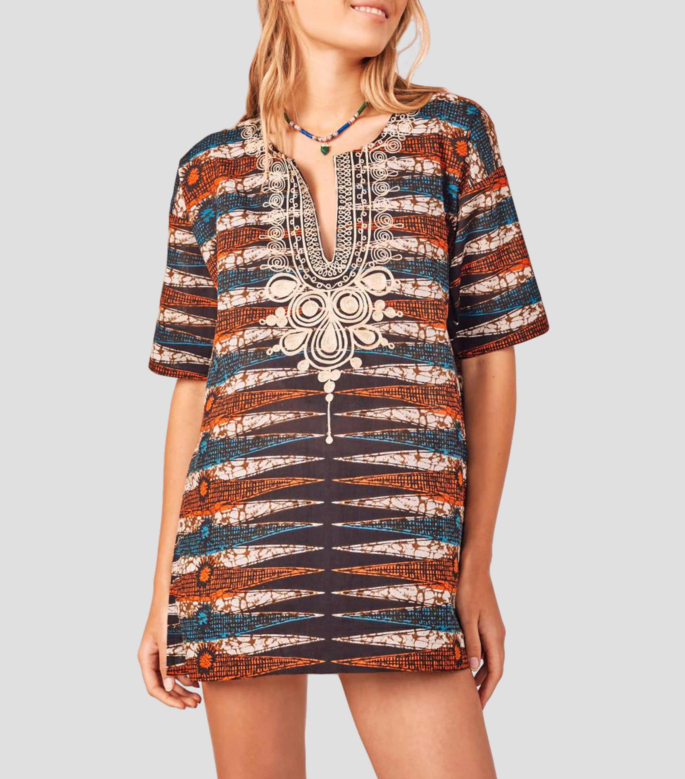 Rapsodia: Blusa con rombos y manga corta Mujer | El Palacio de Hierro