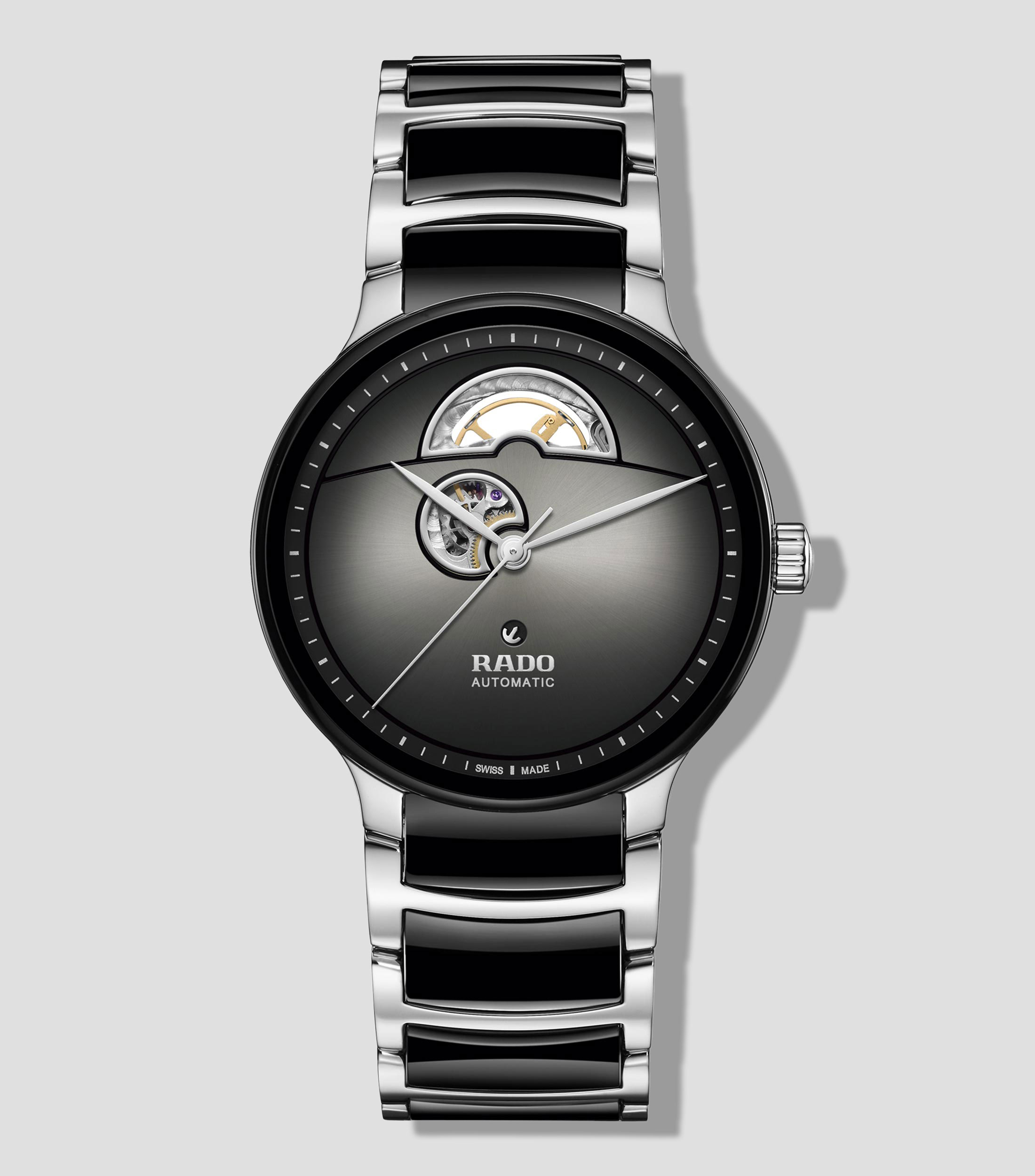 Rado: Reloj para Hombre Centrix Open Heart De Vestir, Negro, Plata | El ...