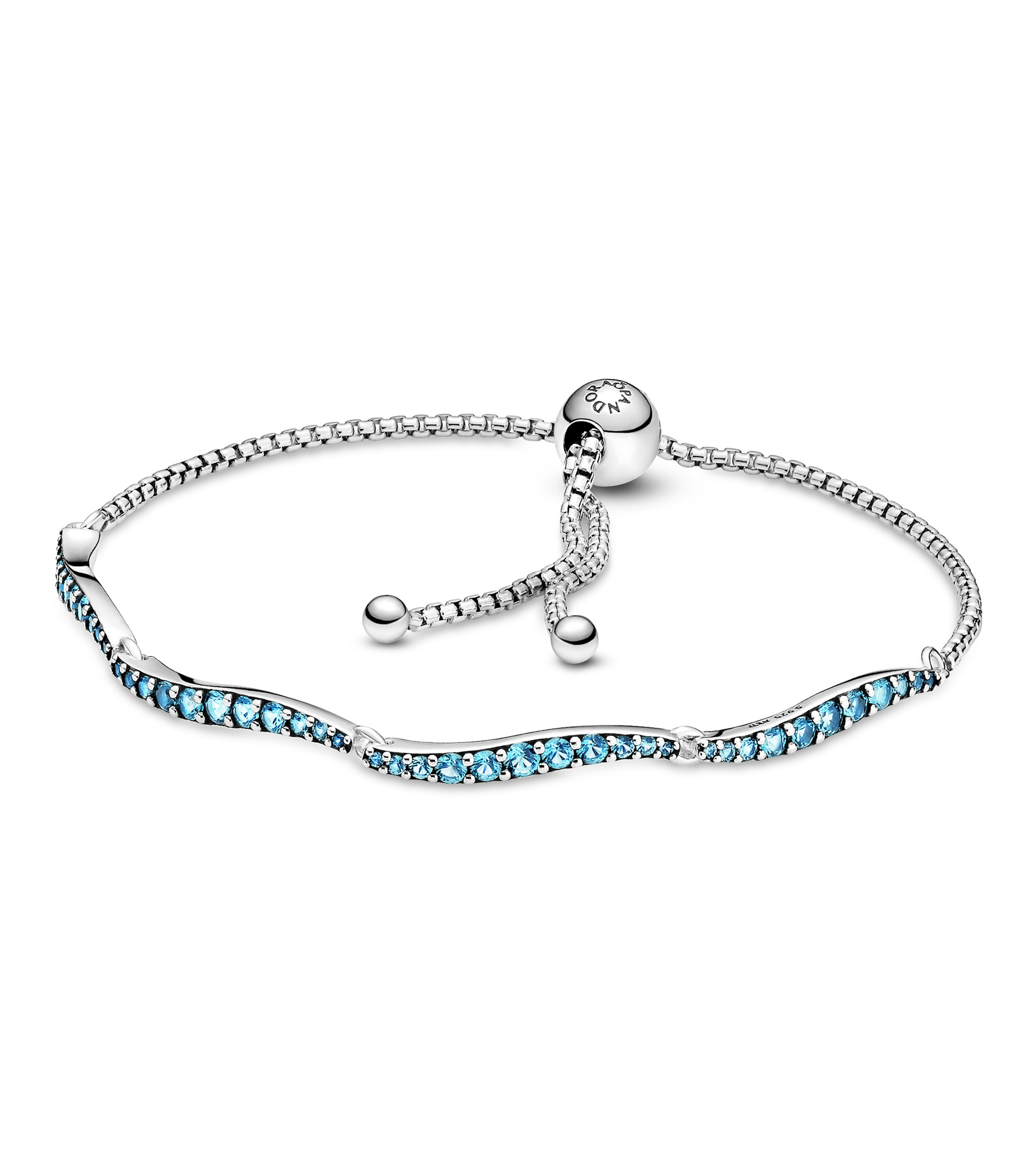 Pandora Brazalete Deslizante en Plata con Cristales Onda Azul Mujer ...