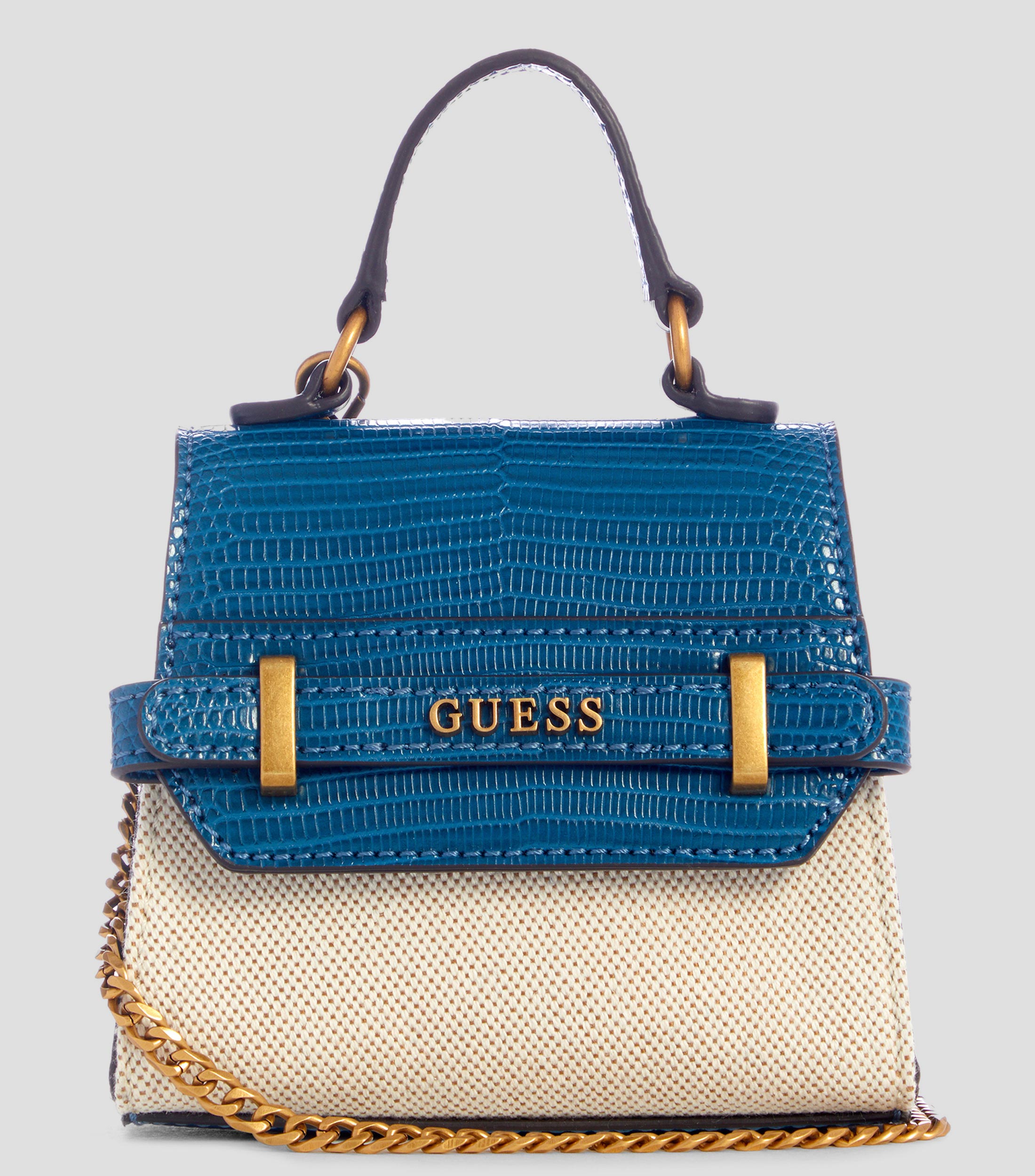 Guess: Bolso Satchel Sestri liso azul Mujer | El Palacio de Hierro