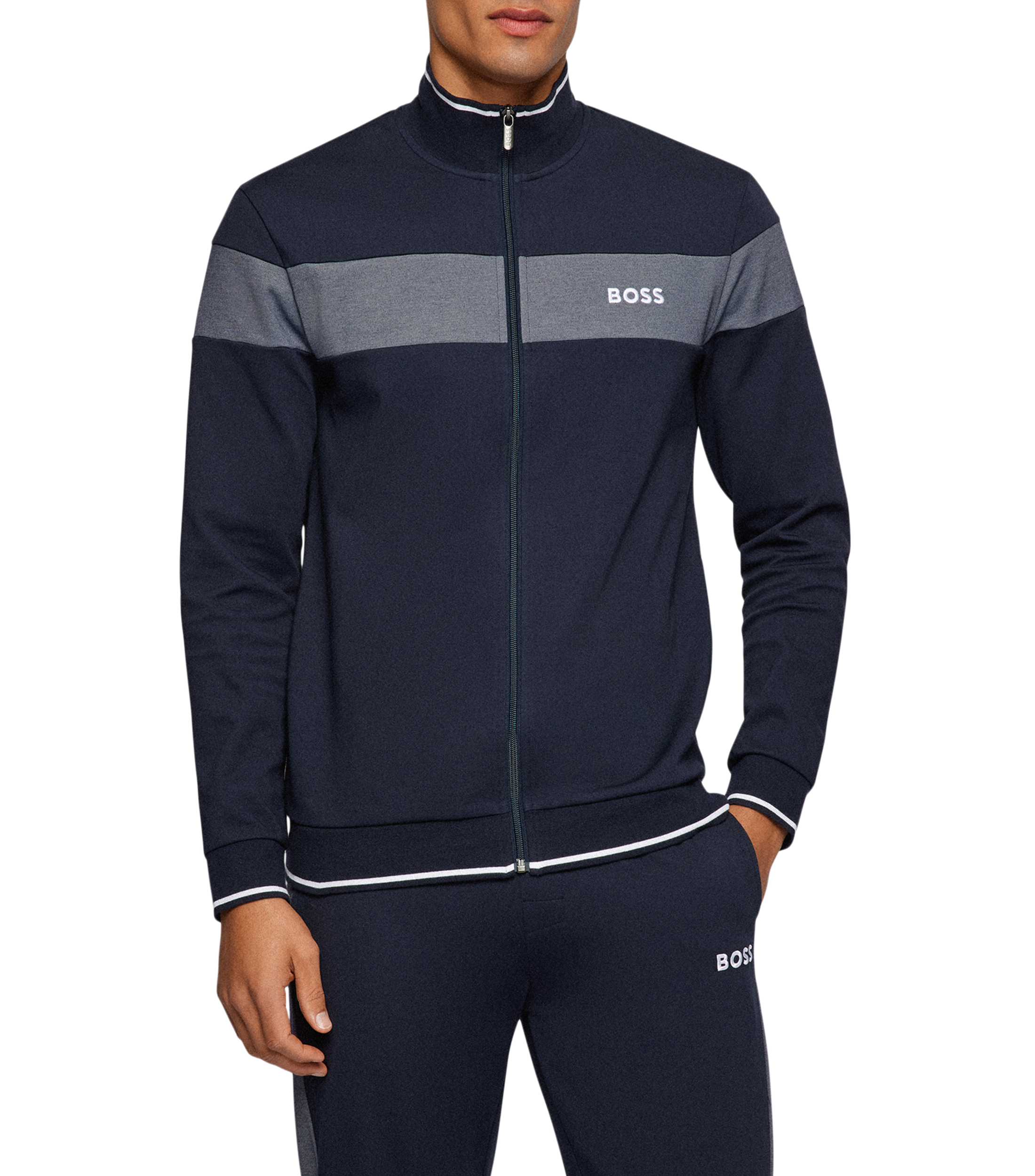 Boss Chamarra BOSS de mezcla de algodón con logo y aplicación a ...