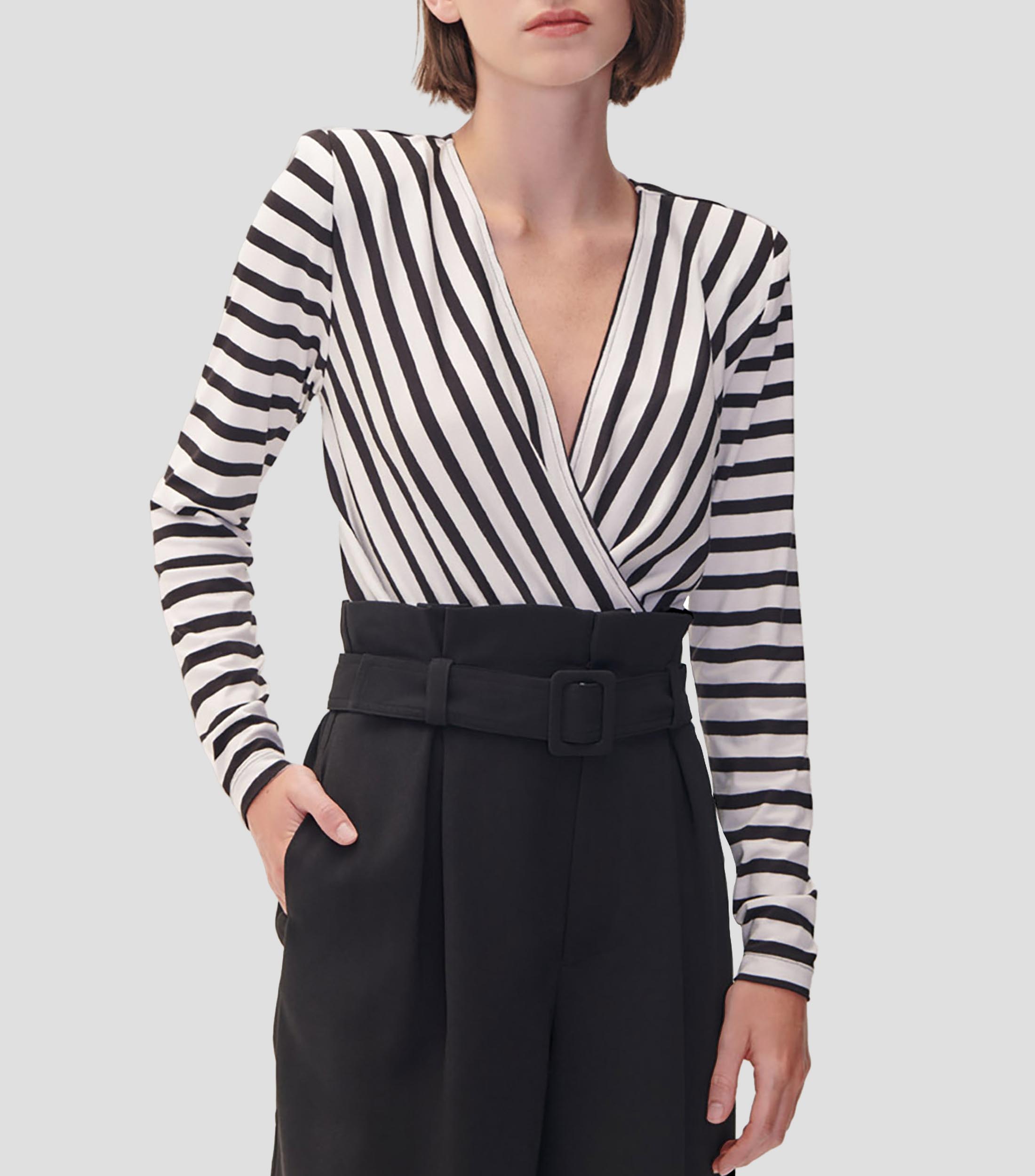 Julio: Body Cruzado De Rayas Blanco Y Negro Mujer | El Palacio de Hierro