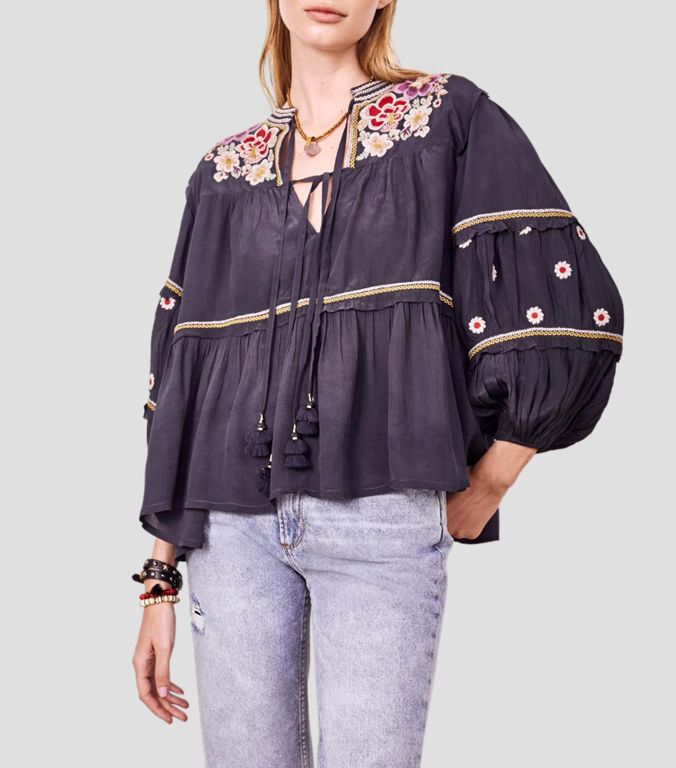 Rapsodia: Blusa manga 7,8 con bordado Mujer | El Palacio de Hierro