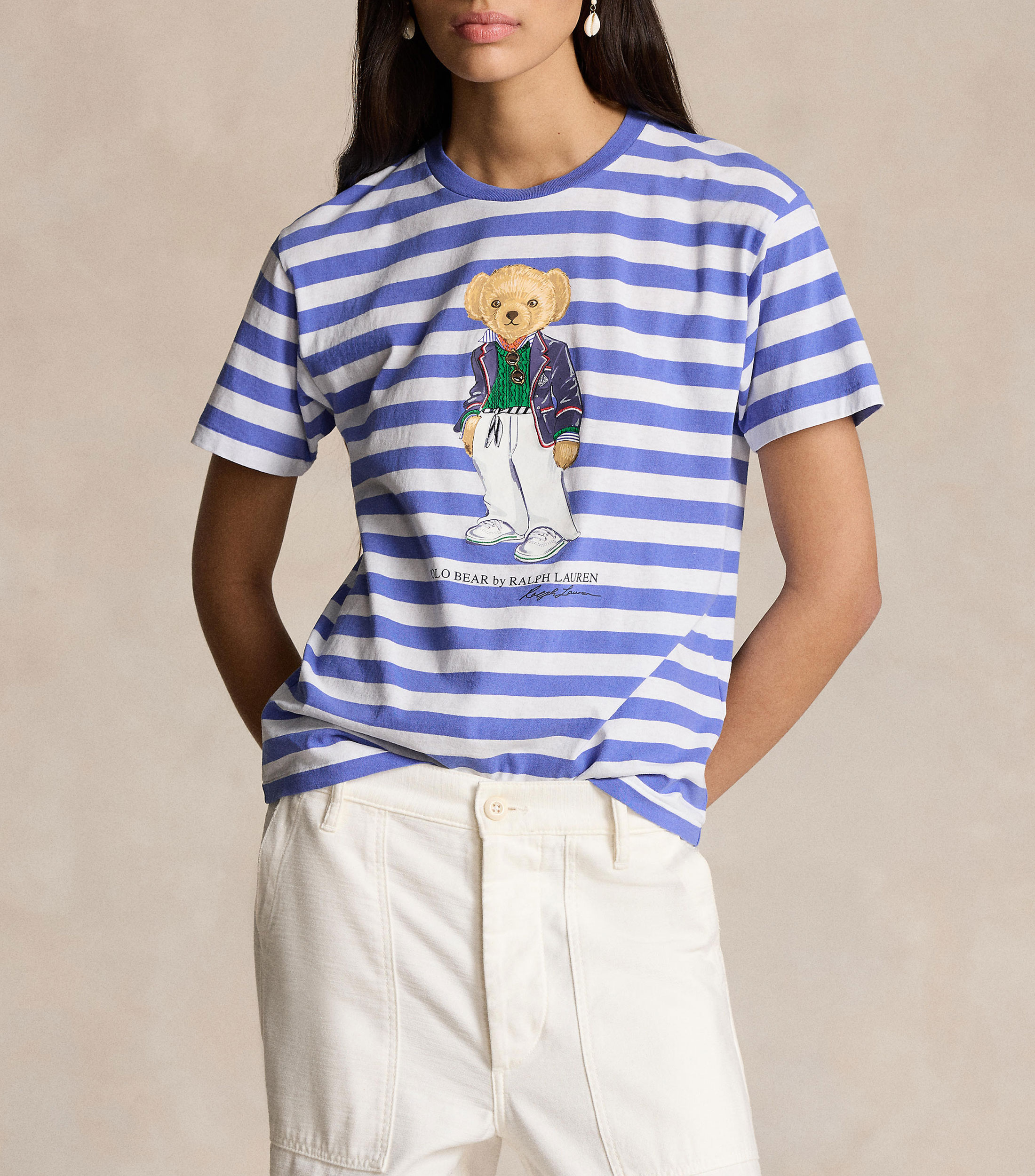 Polo Ralph Lauren: Playera cuello redondo manga corta de rayas Mujer ...