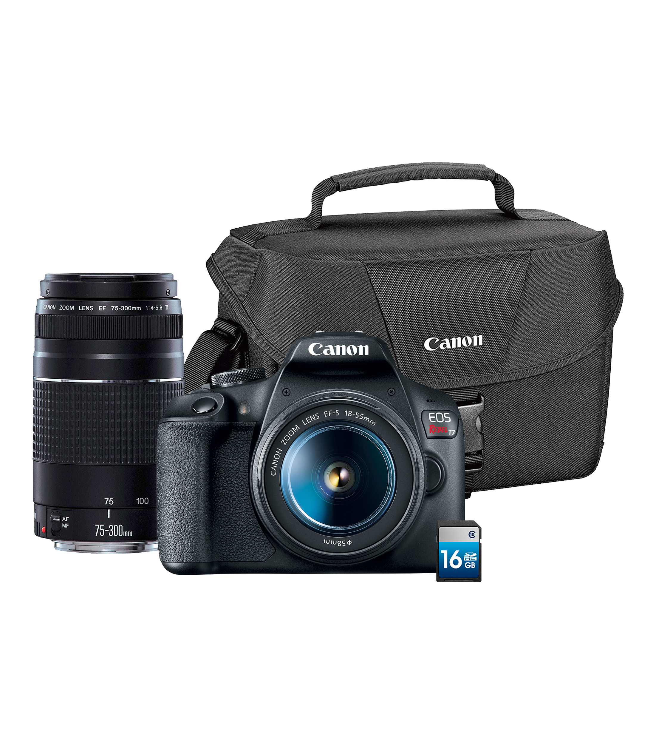 Canon Cámara Réflex EOS Rebel T7, 18-55 mm + Lente 75-300 mm, 24.1 MP ...