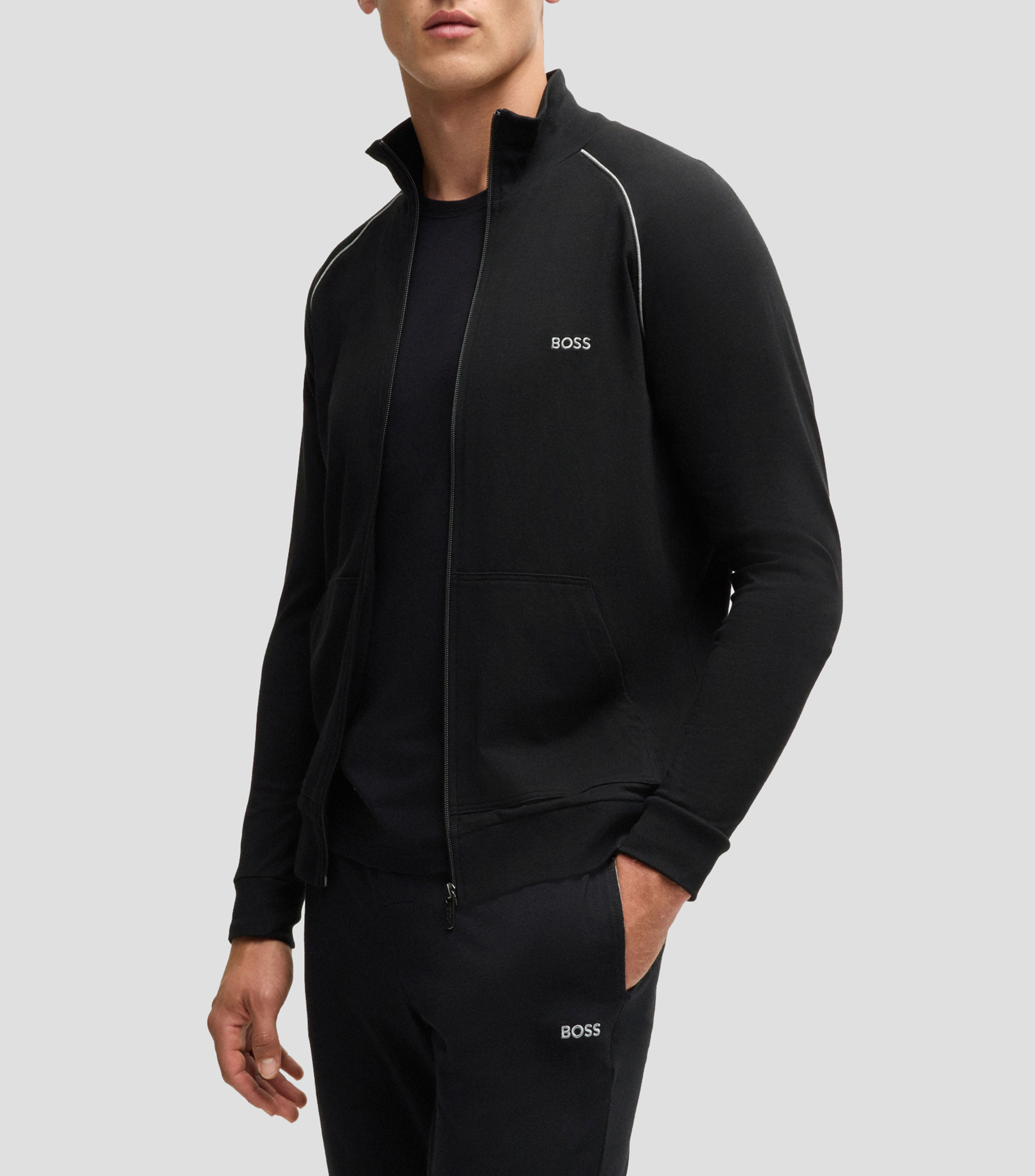 Boss Chamarra de algodón elástico con logo bordado Hombre |El Palacio ...