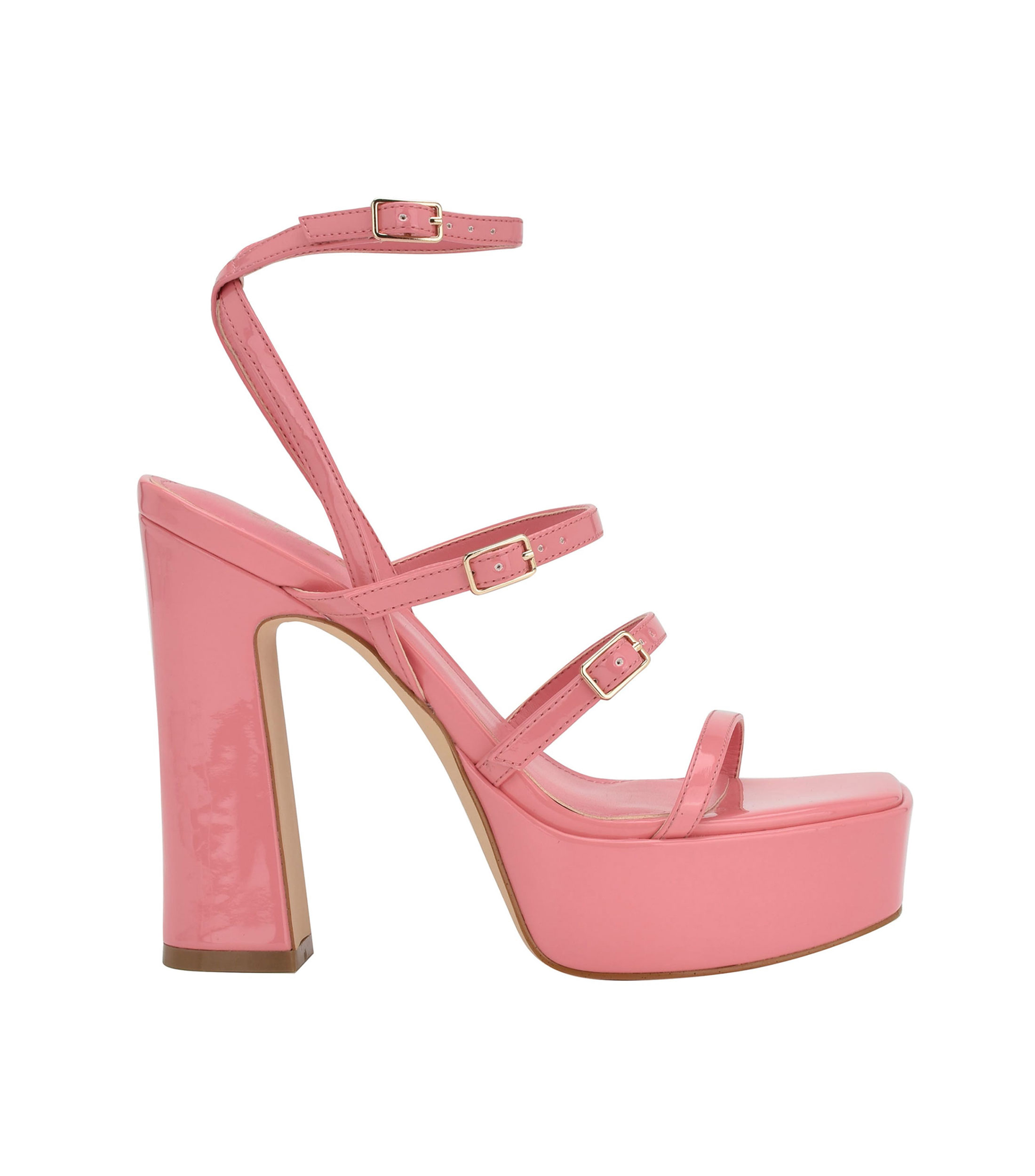 Guess: Sandalias rosas con tacón alto de media luna Mujer | El Palacio ...