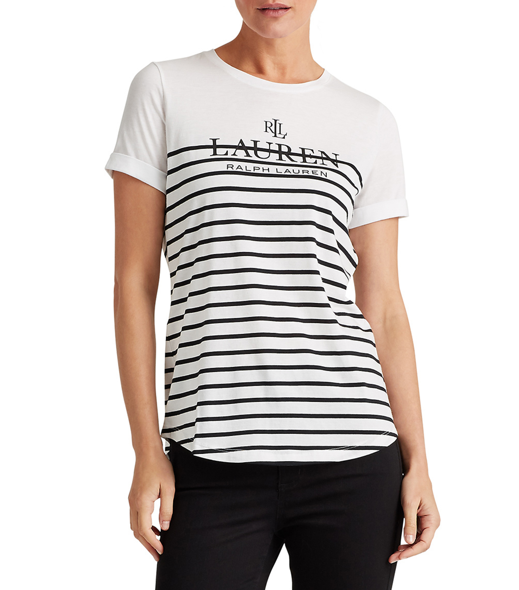 Lauren Ralph Lauren Playera de líneas manga corta Mujer- El Palacio de ...