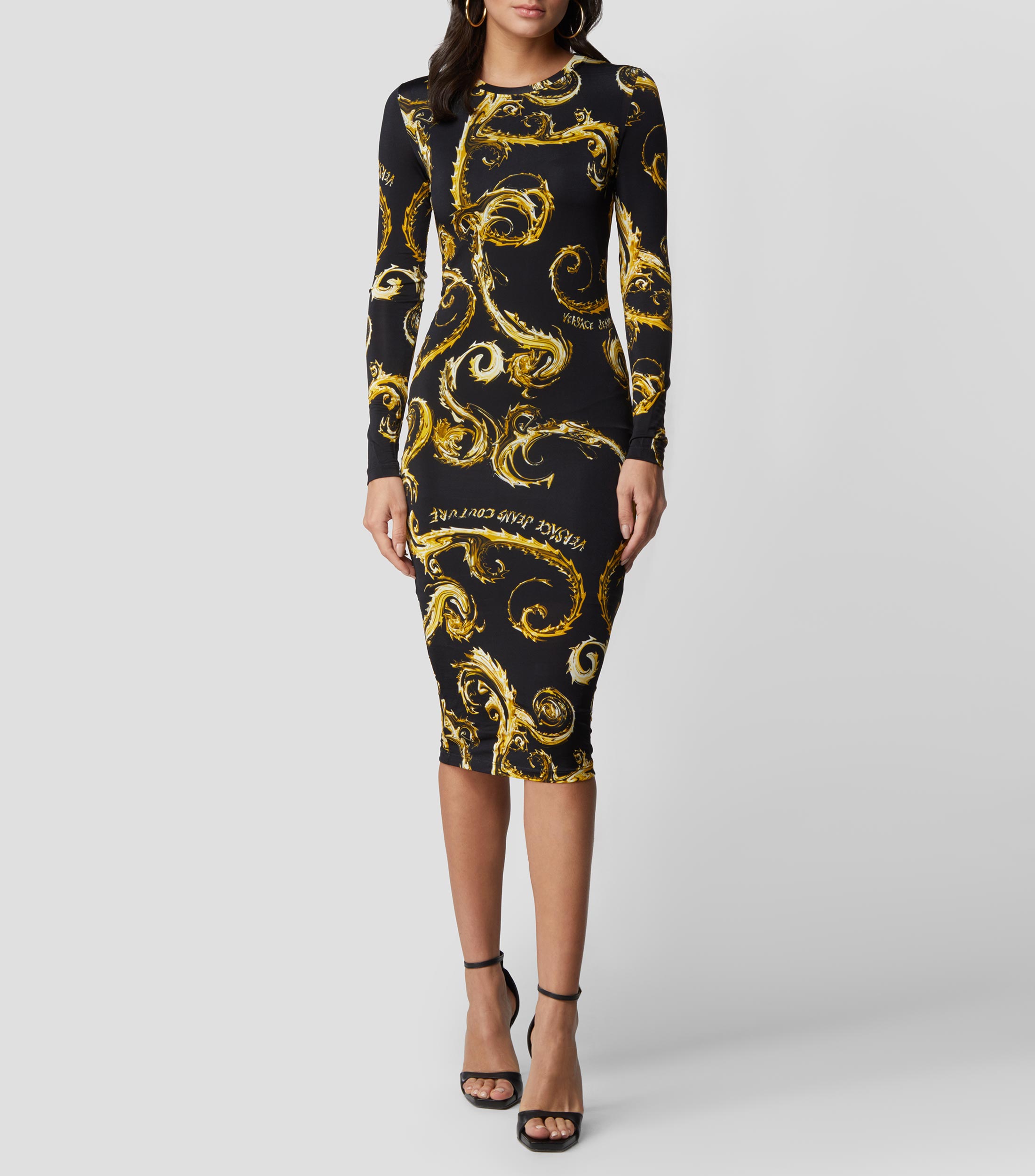 Versace Jeans Couture: Vestido midi de manga larga estampado Mujer | El ...