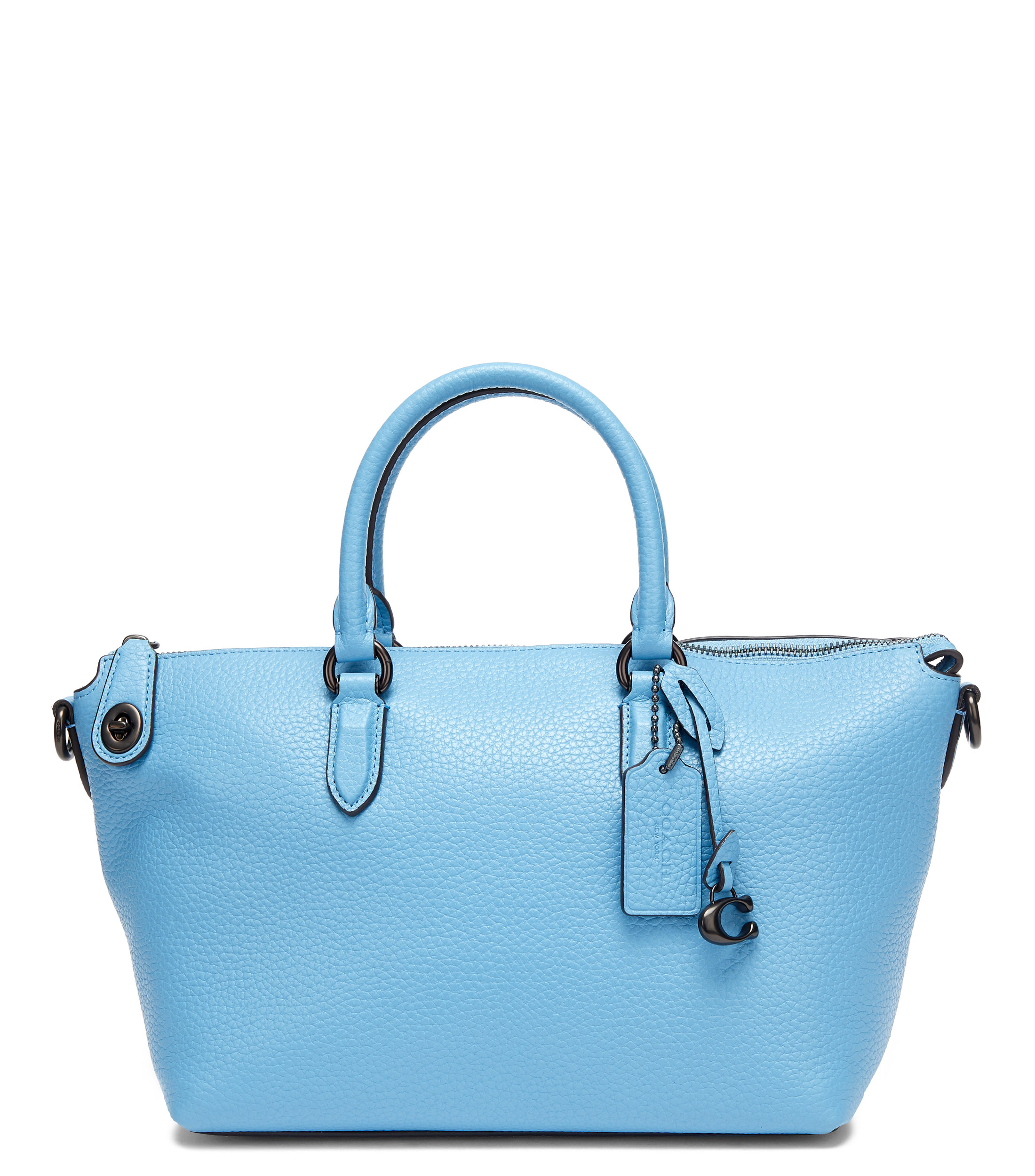 COACH: Bolso satchel azul en piel con textura Mujer | El Palacio de Hierro