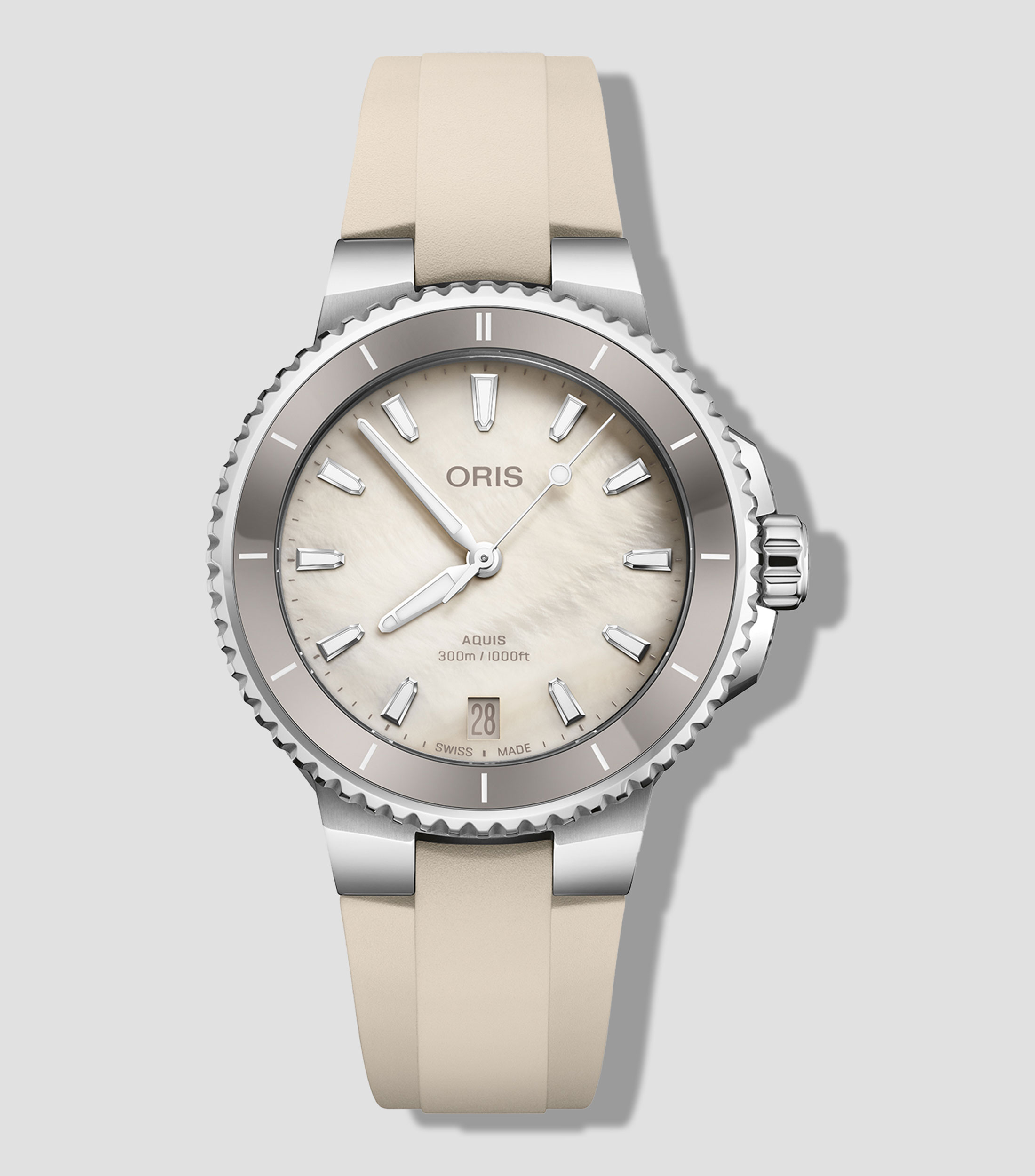 ORIS_5975_Oris Reloj para Mujer Aquis casual Beige, Plateado |El ...