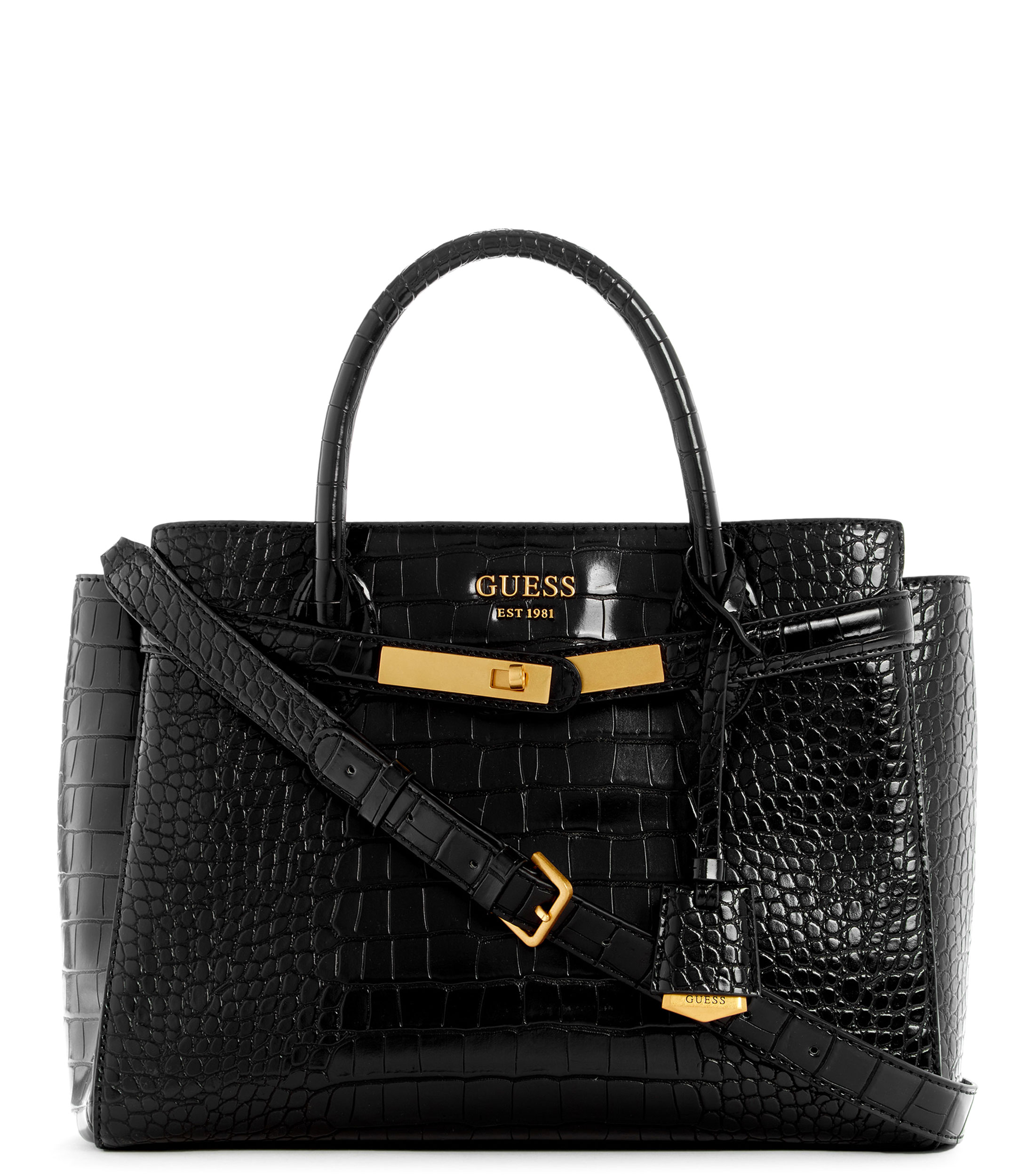 Guess: Bolso Satchel negro Enisa Mujer | El Palacio de Hierro