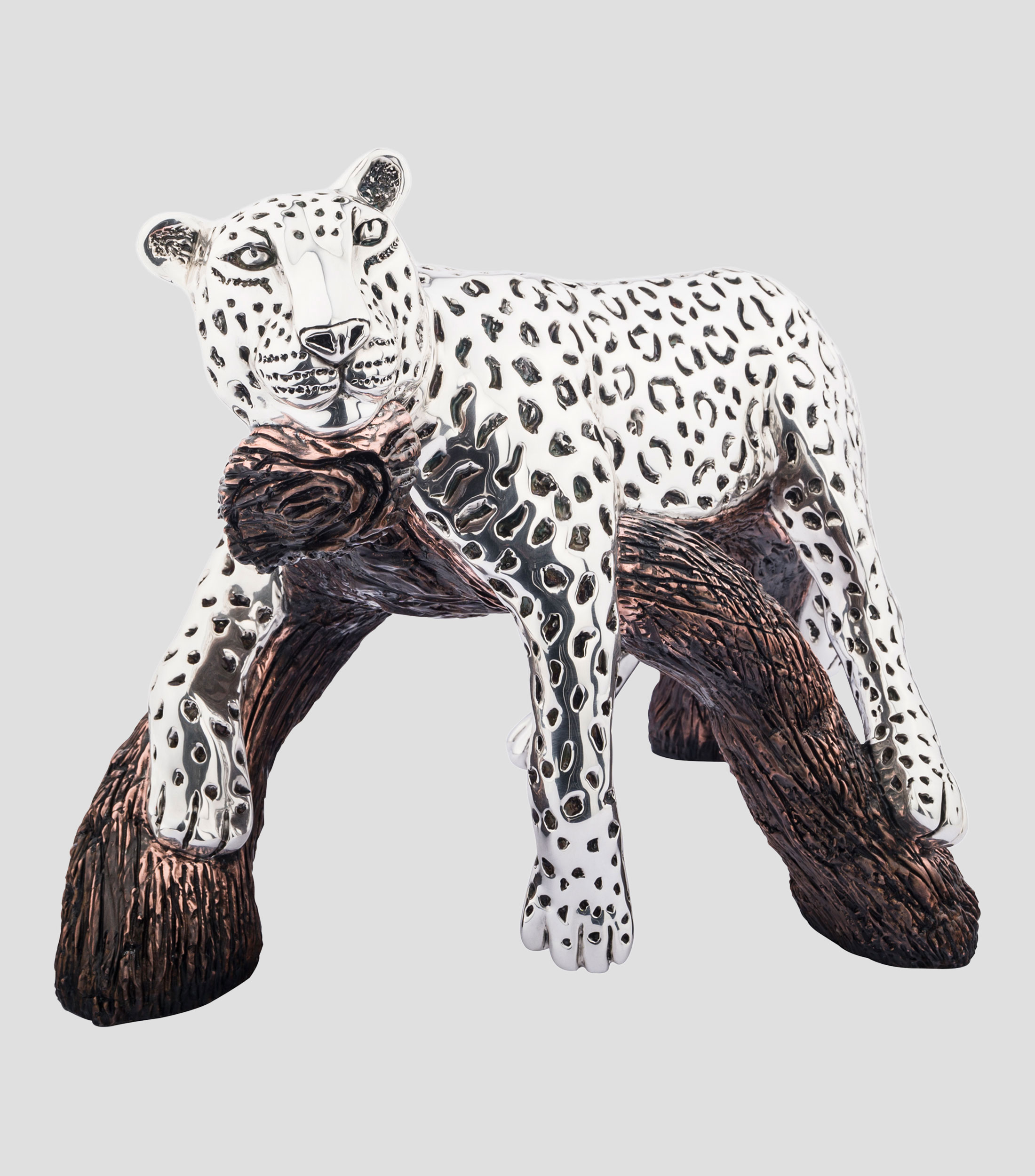 D'Argenta Escultura Leopardo recostado en Cobre con Baño de Plata - El ...