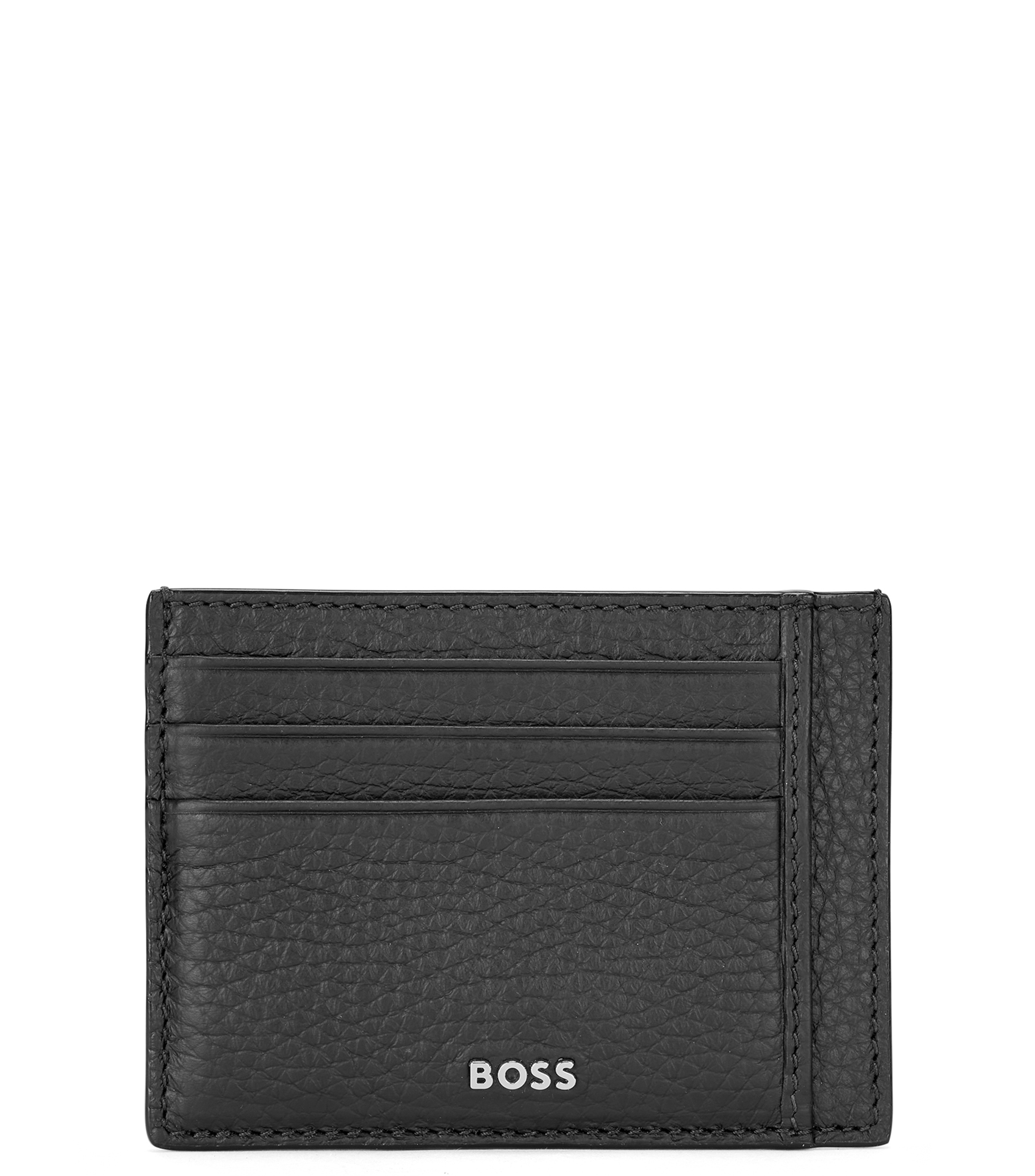 Boss Tarjetero BOSS de piel italiana con logo de efecto plateado Hombre ...