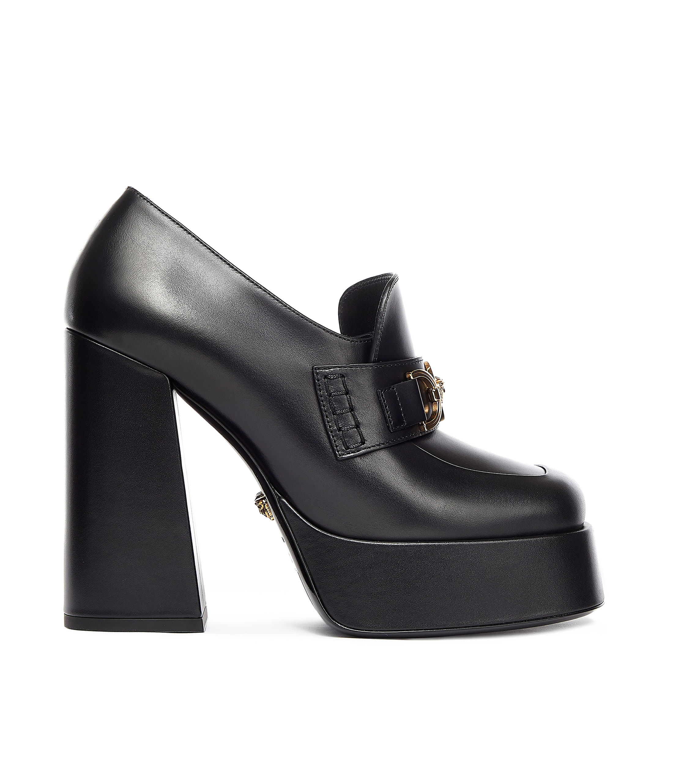 Versace: Zapatos formales en piel con plataforma y tacón alto de media ...