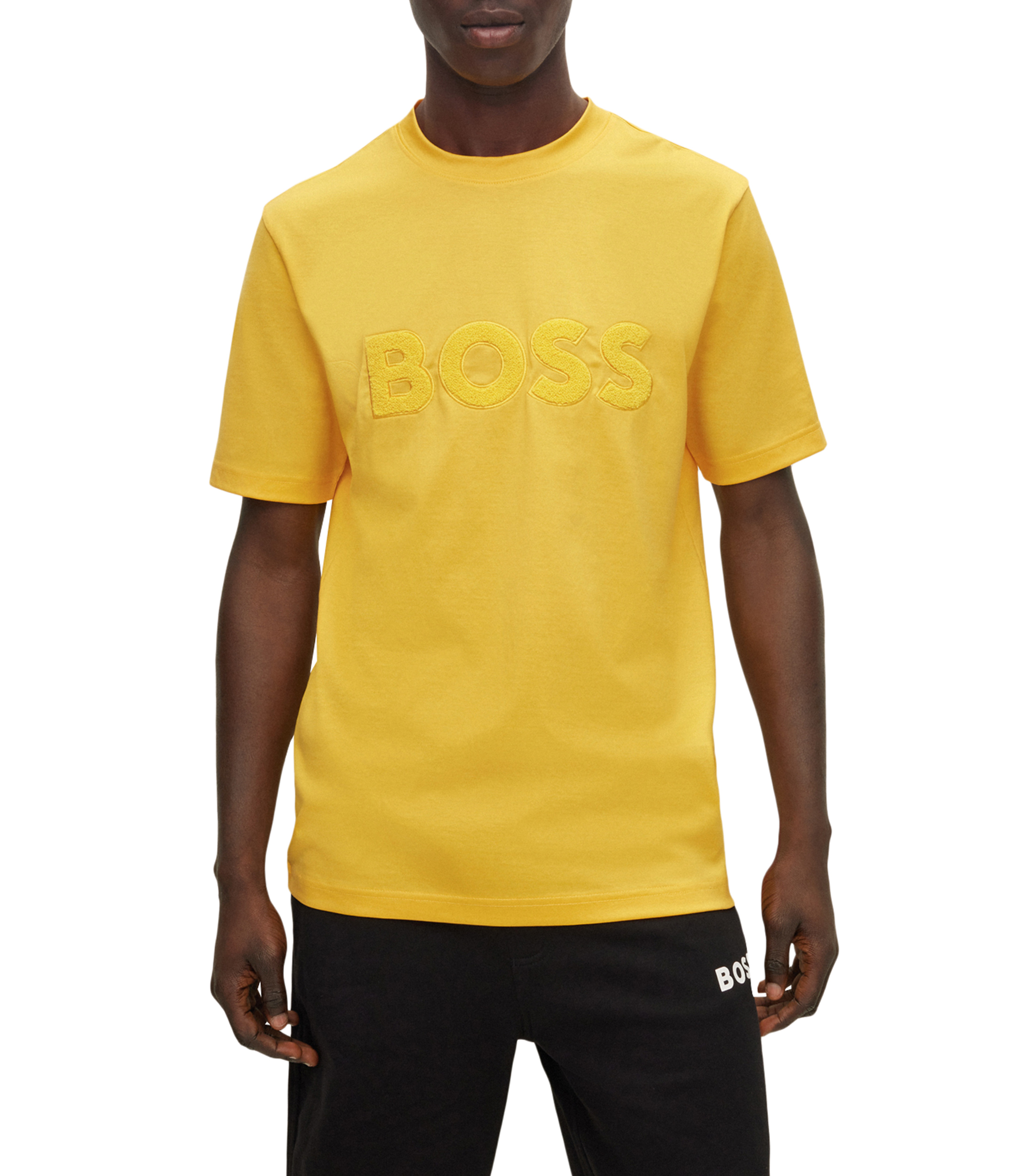 Boss Playera Boss regular fit de punto de algodón con logo de rizo ...