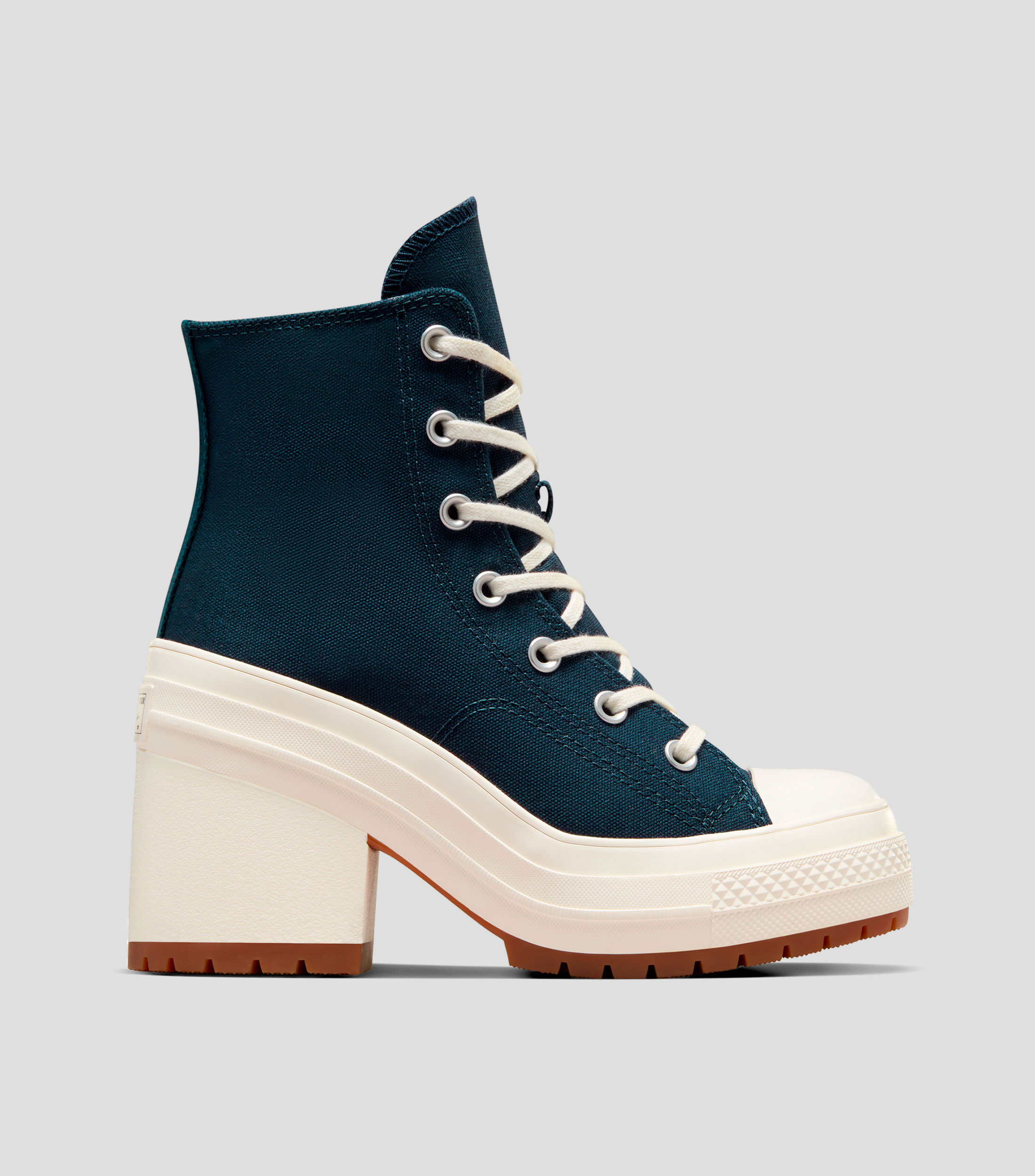 Converse: Tenis casuales con tacón alto y plataforma Chuck 70 Deluxe ...