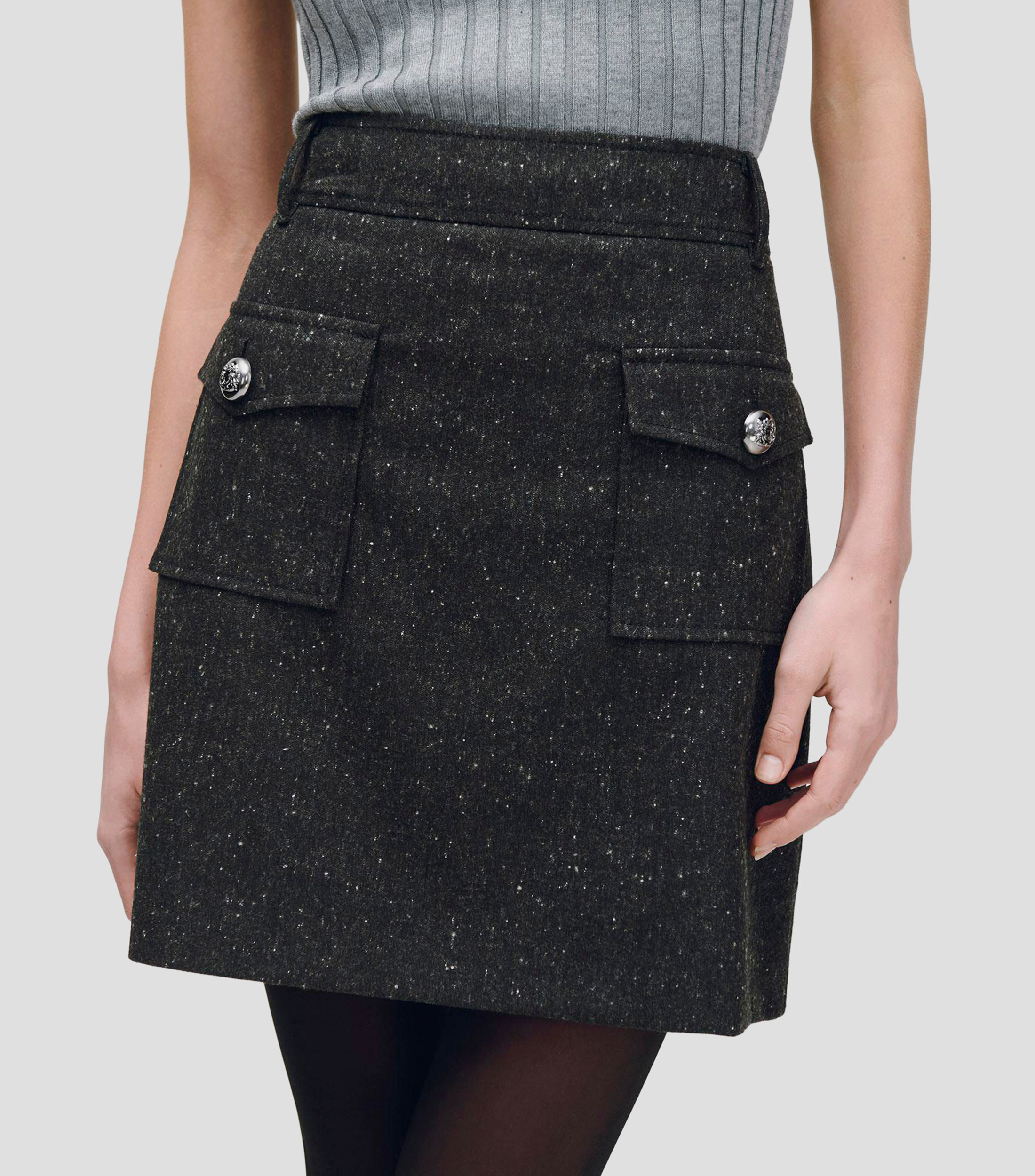 Julio Mini Falda Gris Oxford De Lana Efecto Jaspeado Mujer |El Palacio ...