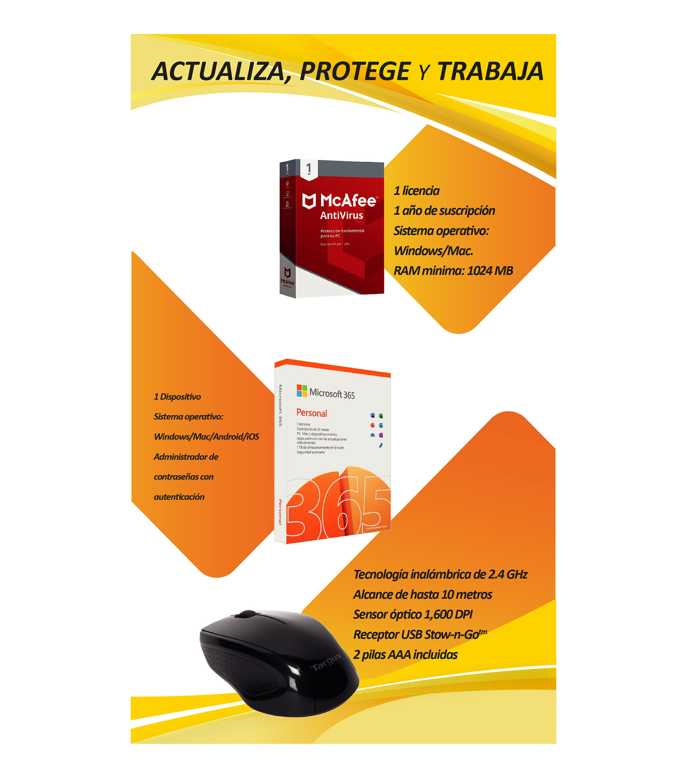 Microsoft Kit de Antivirus Mcafee, Paquetería Office y Mouse - El ...