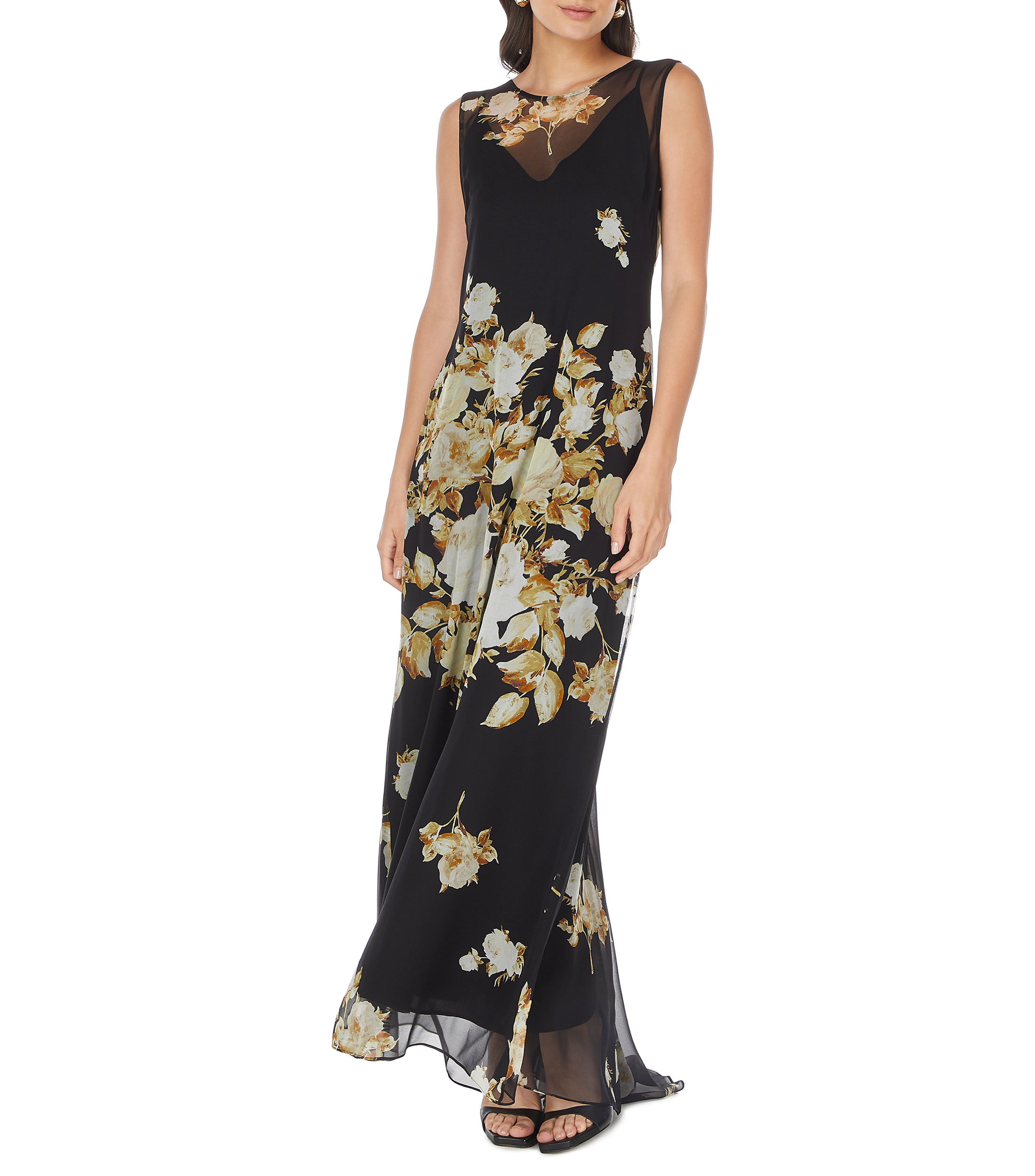 MaxMara: Vestido maxi semi transparente con flores Mujer | El Palacio ...