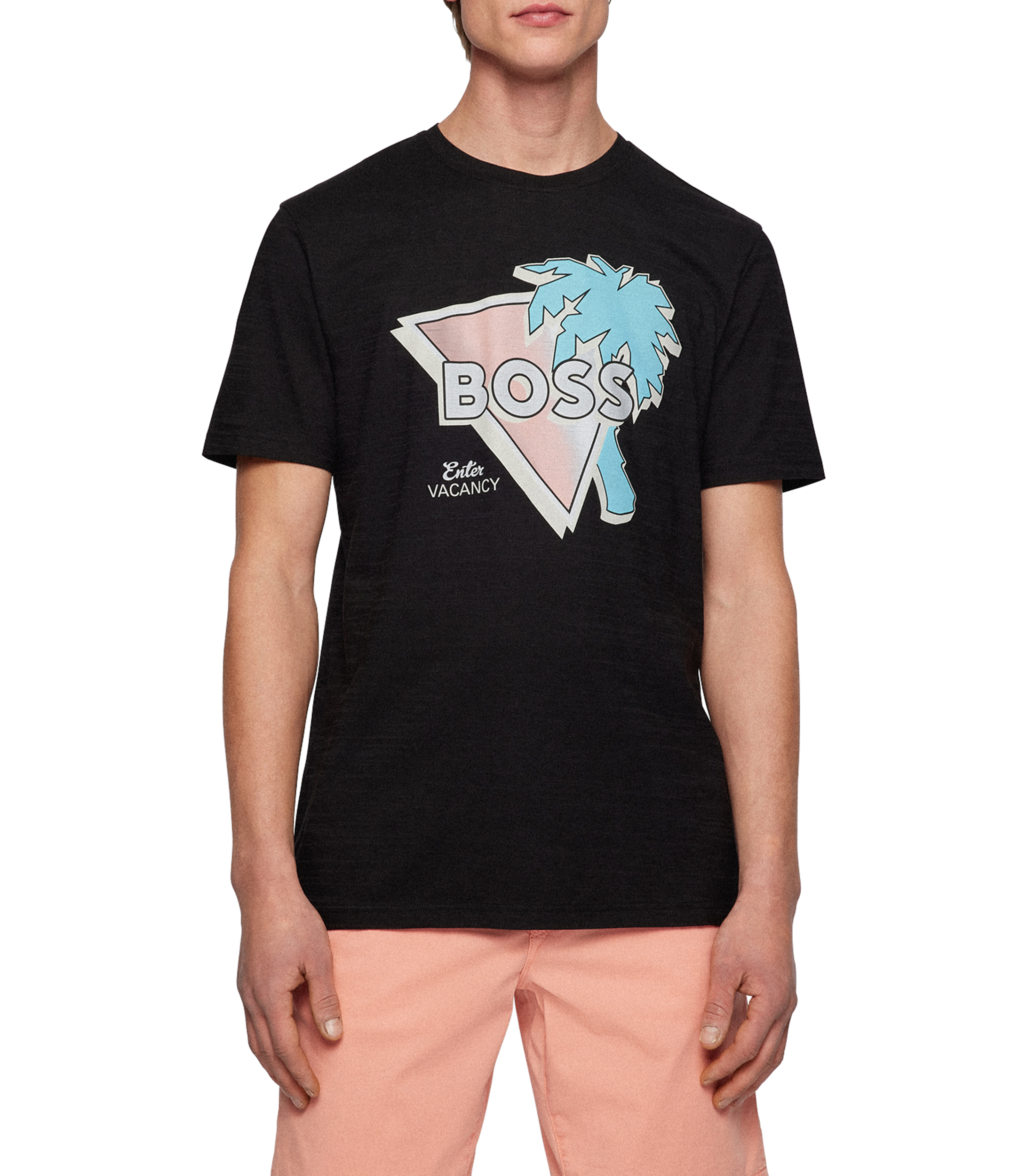 Boss Playera BOSS en punto de algodón flameado con logo de diseño ...