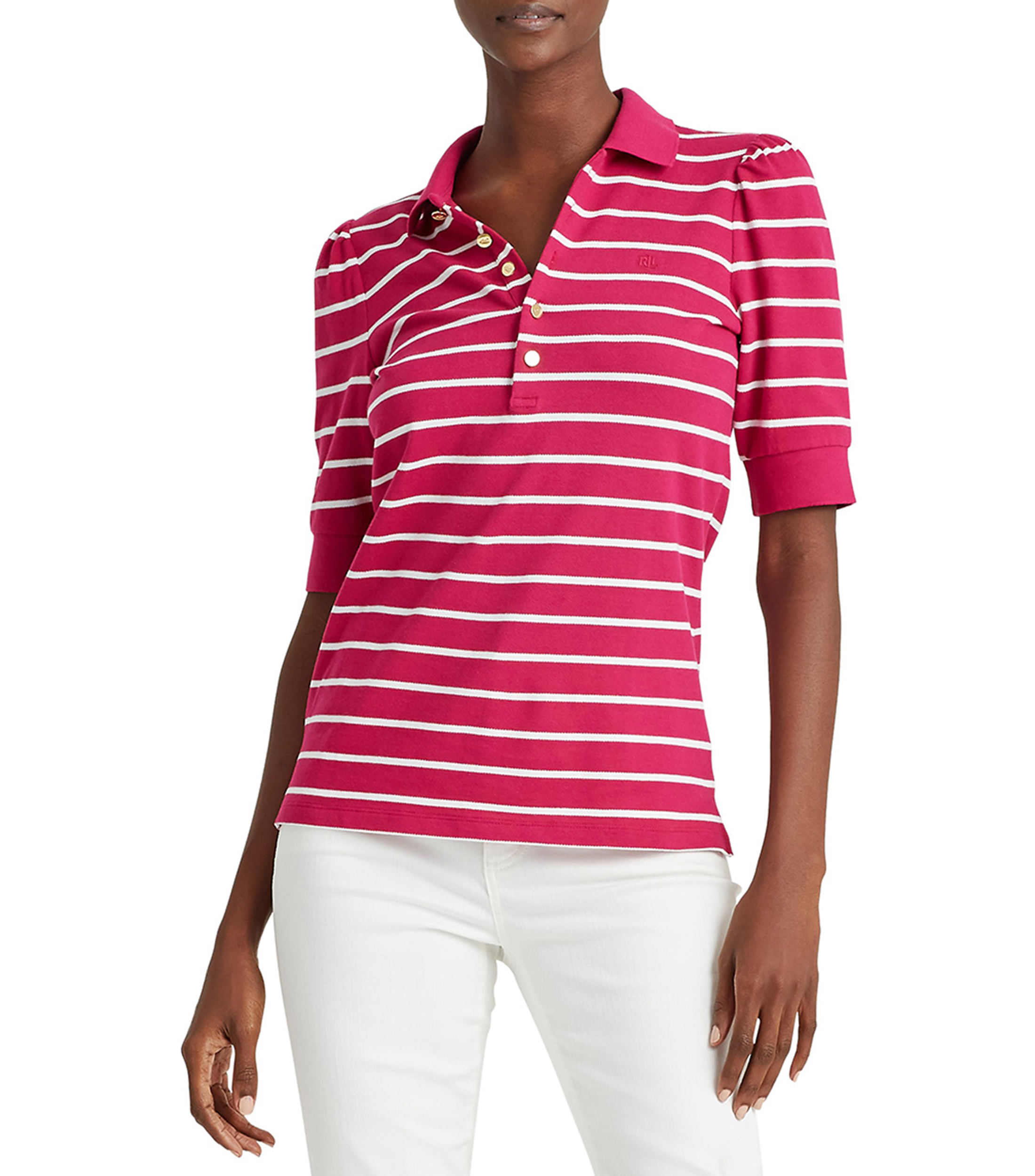 Lauren Ralph Lauren Playera Polo con líneas manga corta Mujer- El ...