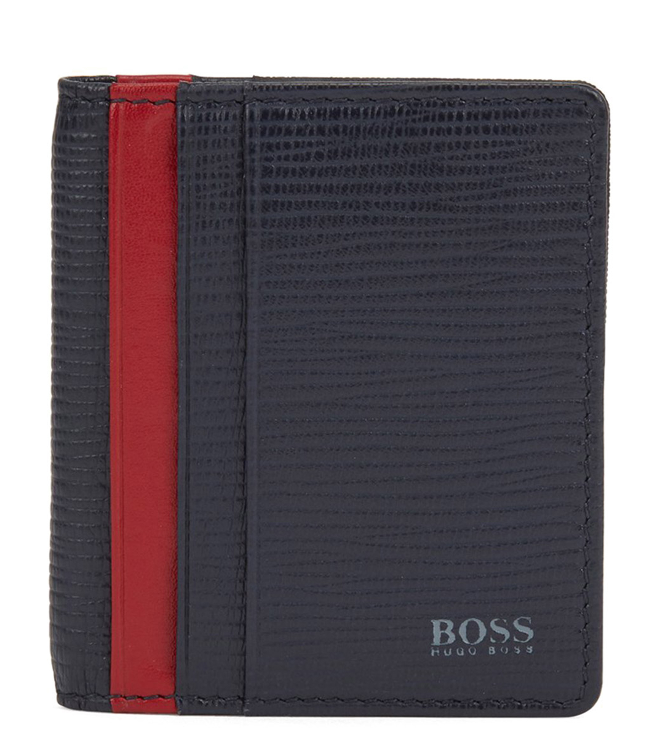 Boss Tarjetero plegable de material mixto con estampado de monograma ...