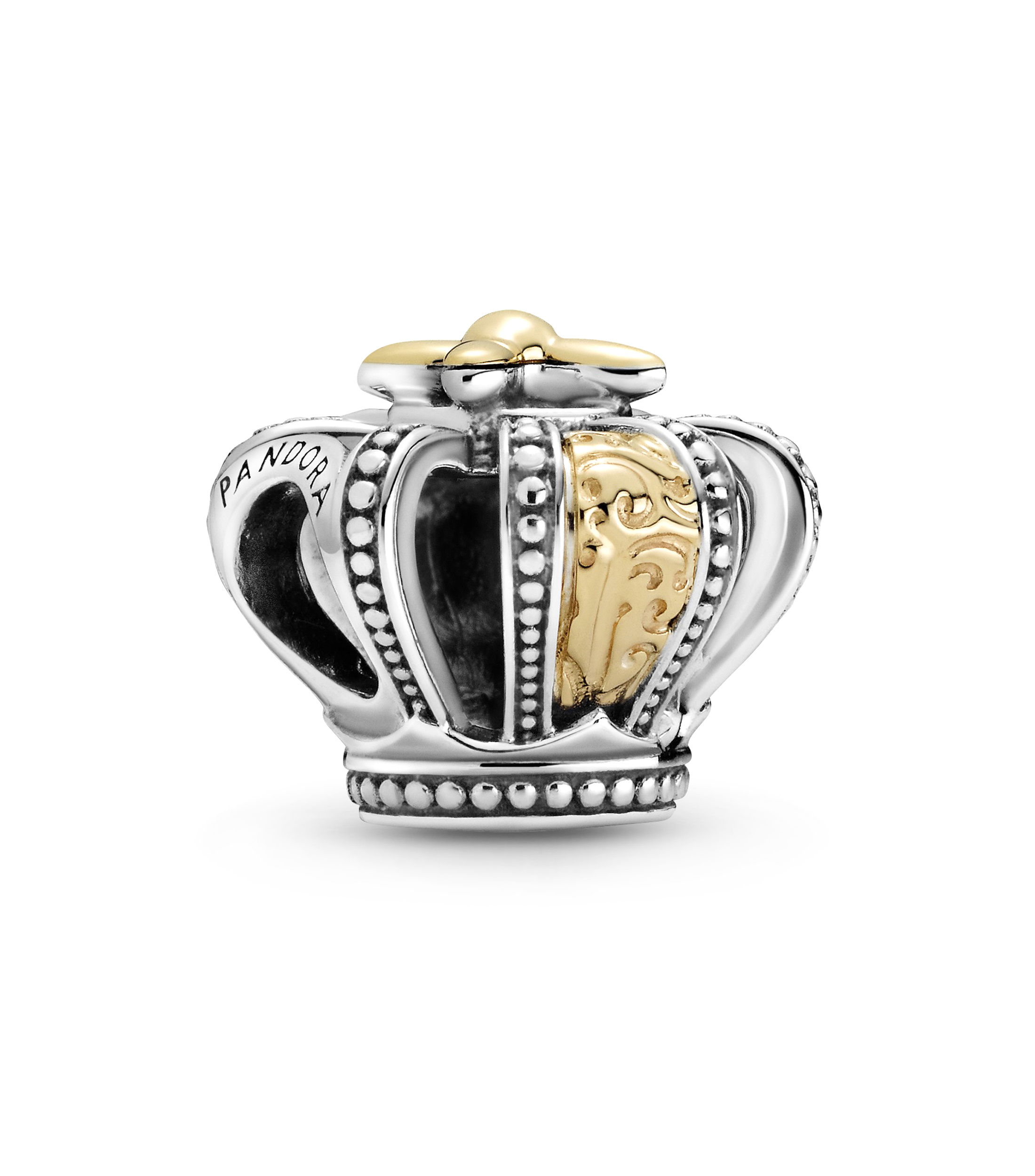 Pandora Charm corona real en plata de ley & oro amarillo de 14 Kts ...
