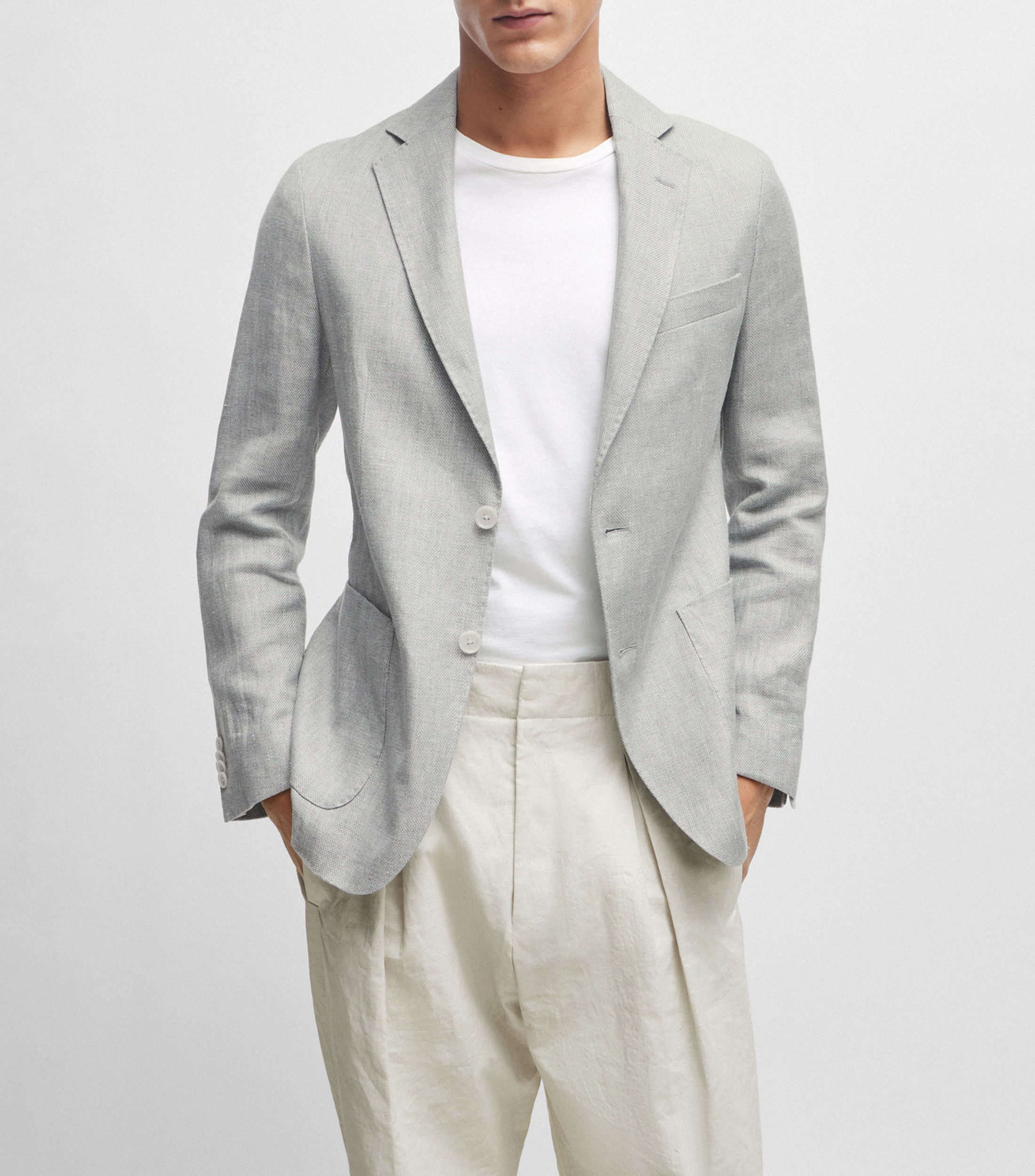 Boss: Saco slim en mezcla de lino con microestampado Hombre | El ...