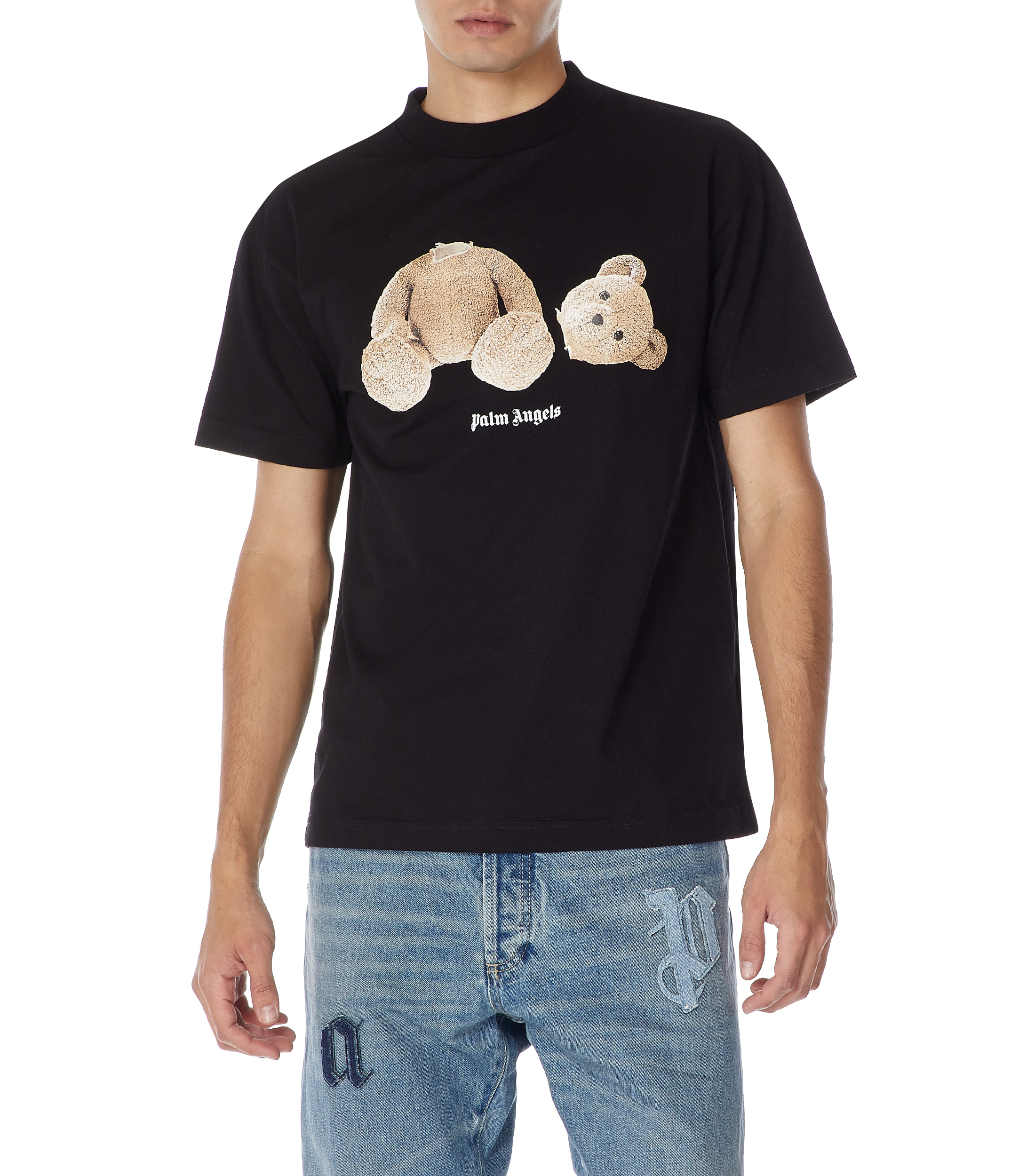 Palm Angels: Playera de cuello redondo con manga corta estampada Hombre ...