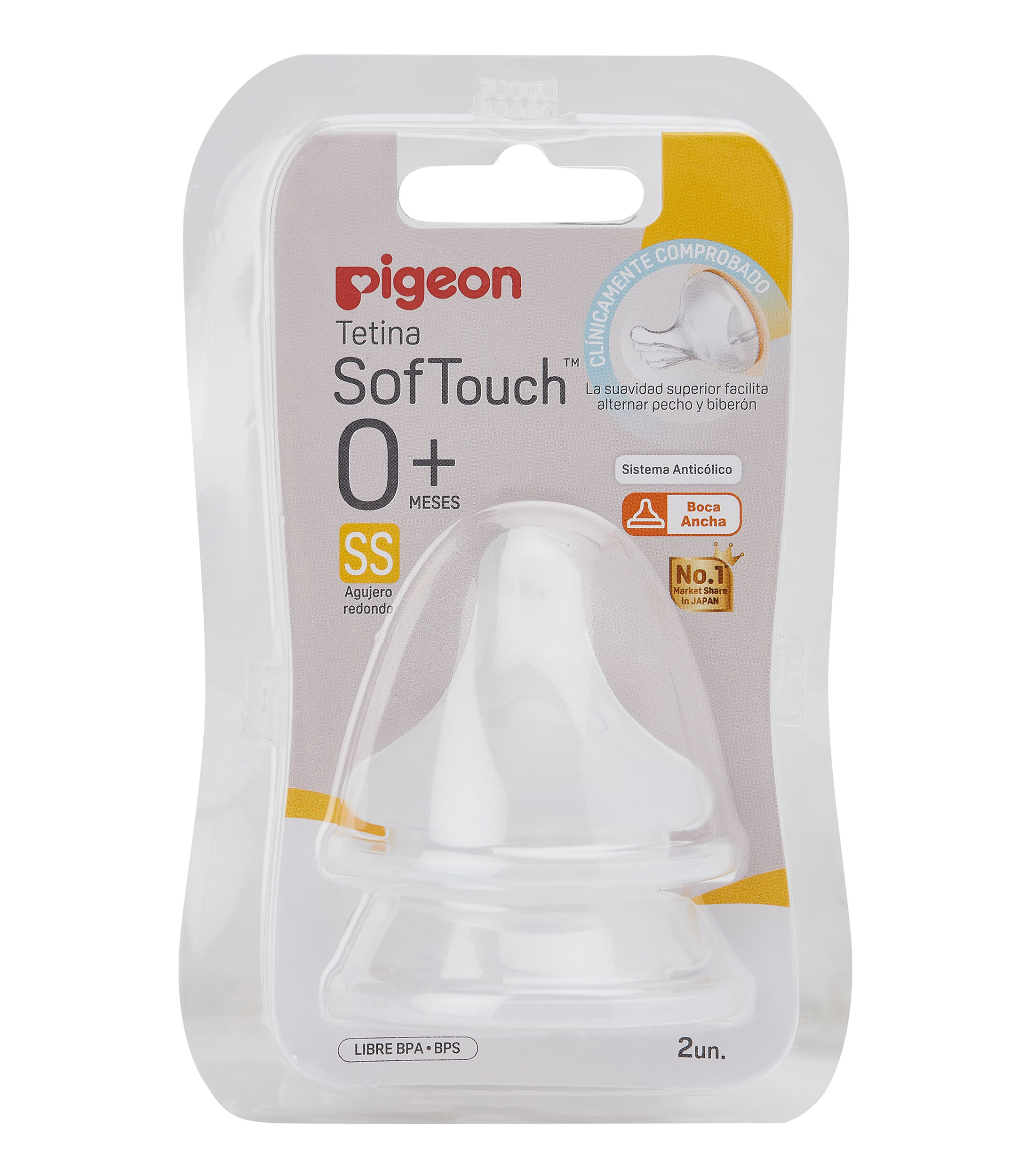 Bebé Pigeon: Set 2 Tetinas para biberón SofTouch Boca ancha | El ...