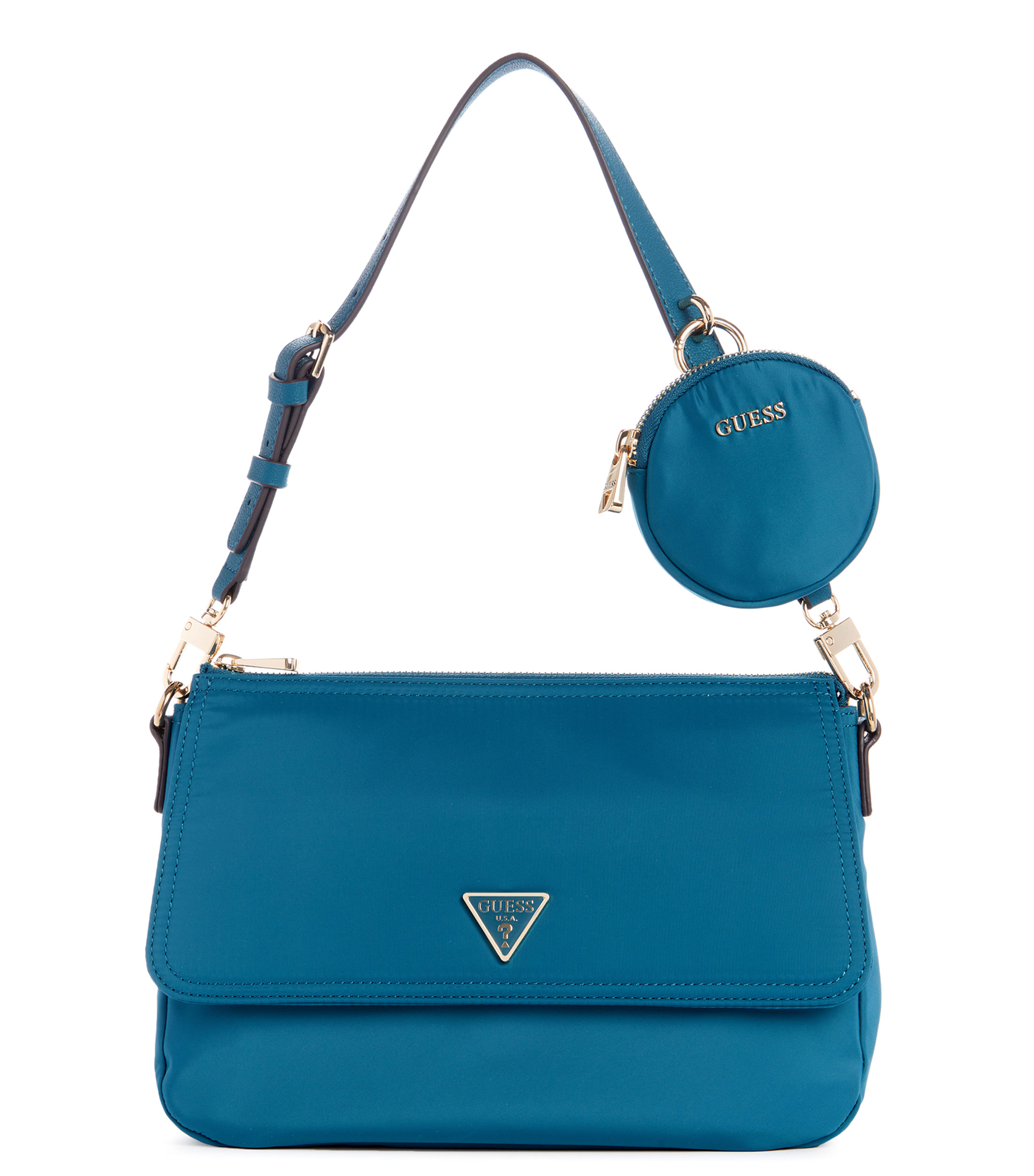 Guess: Bolso shoulder azul Eco Gemma con logotipo Mujer | El Palacio de ...