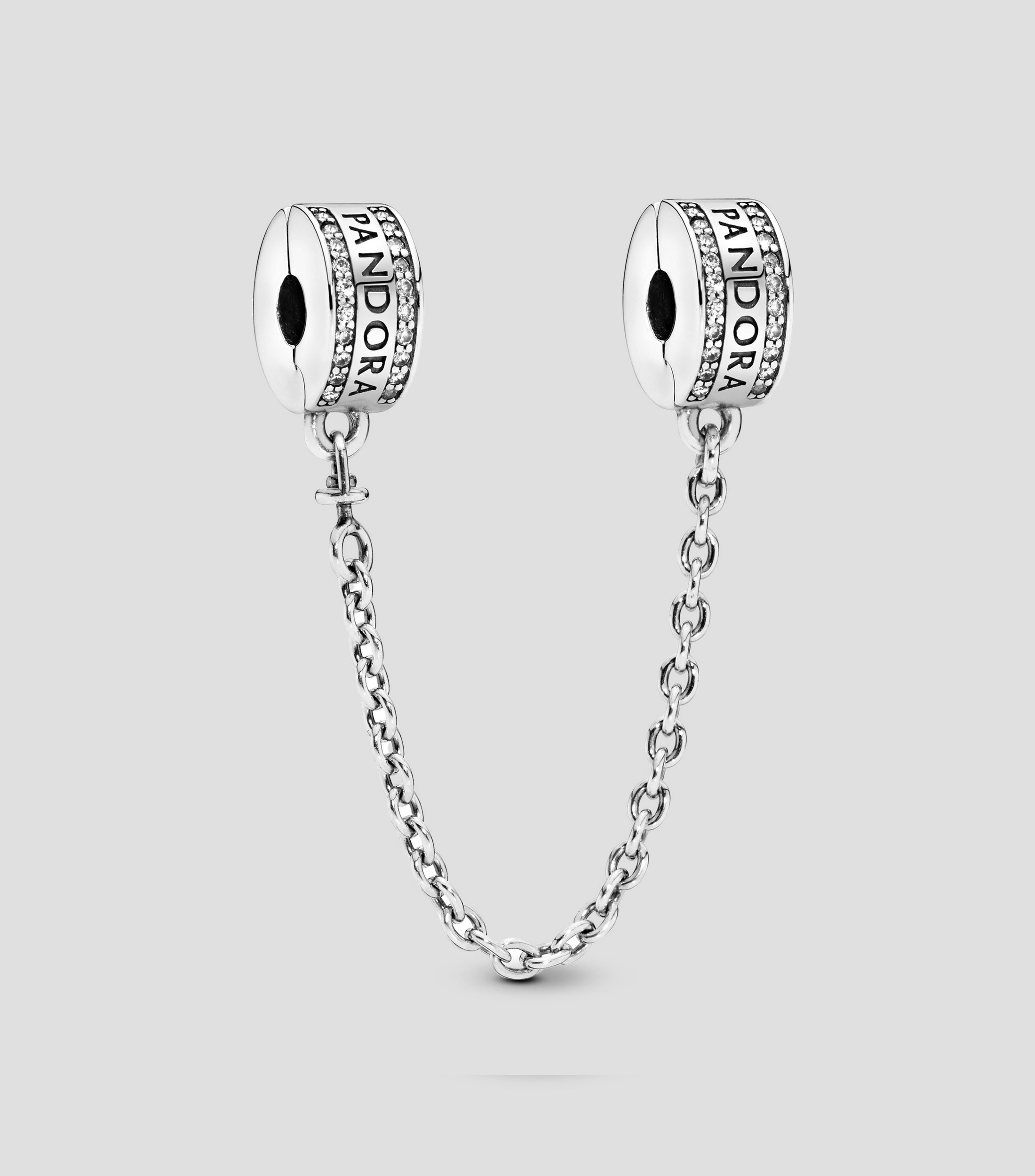 Pandora Charm cadena de seguridad en plata .925 Pandora Signature Mujer ...