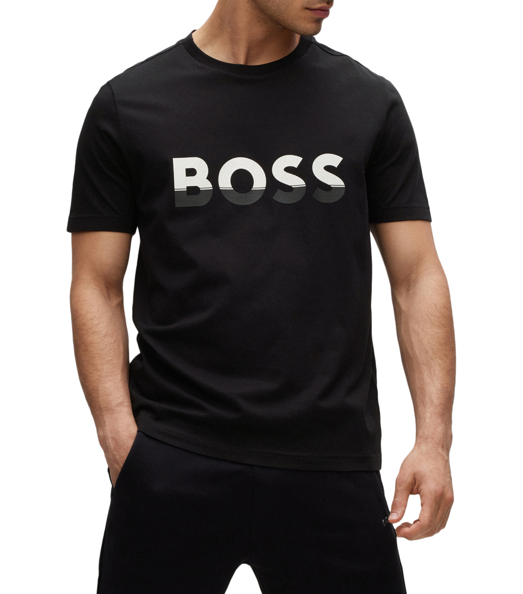 Boss Playera Boss hombre de punto de algodón con estampado de logo en ...