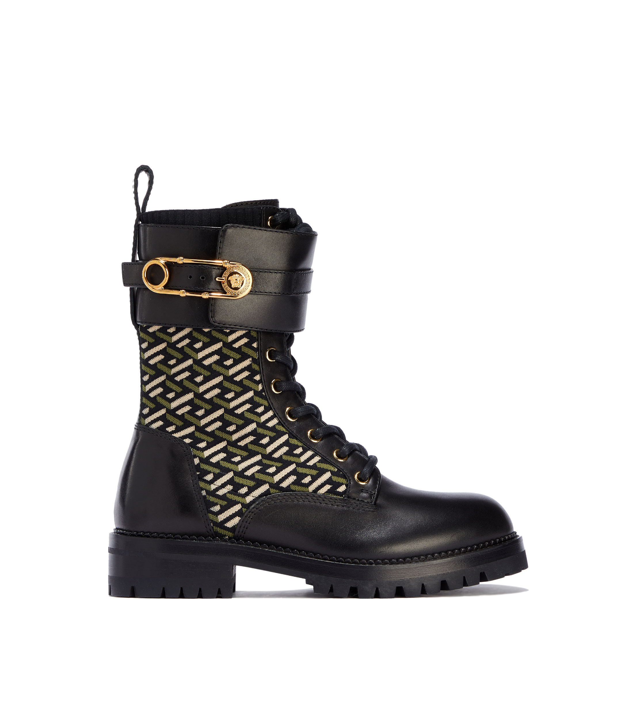 Versace Botas Combat Greca de tacón ancho Mujer - El Palacio de Hierro