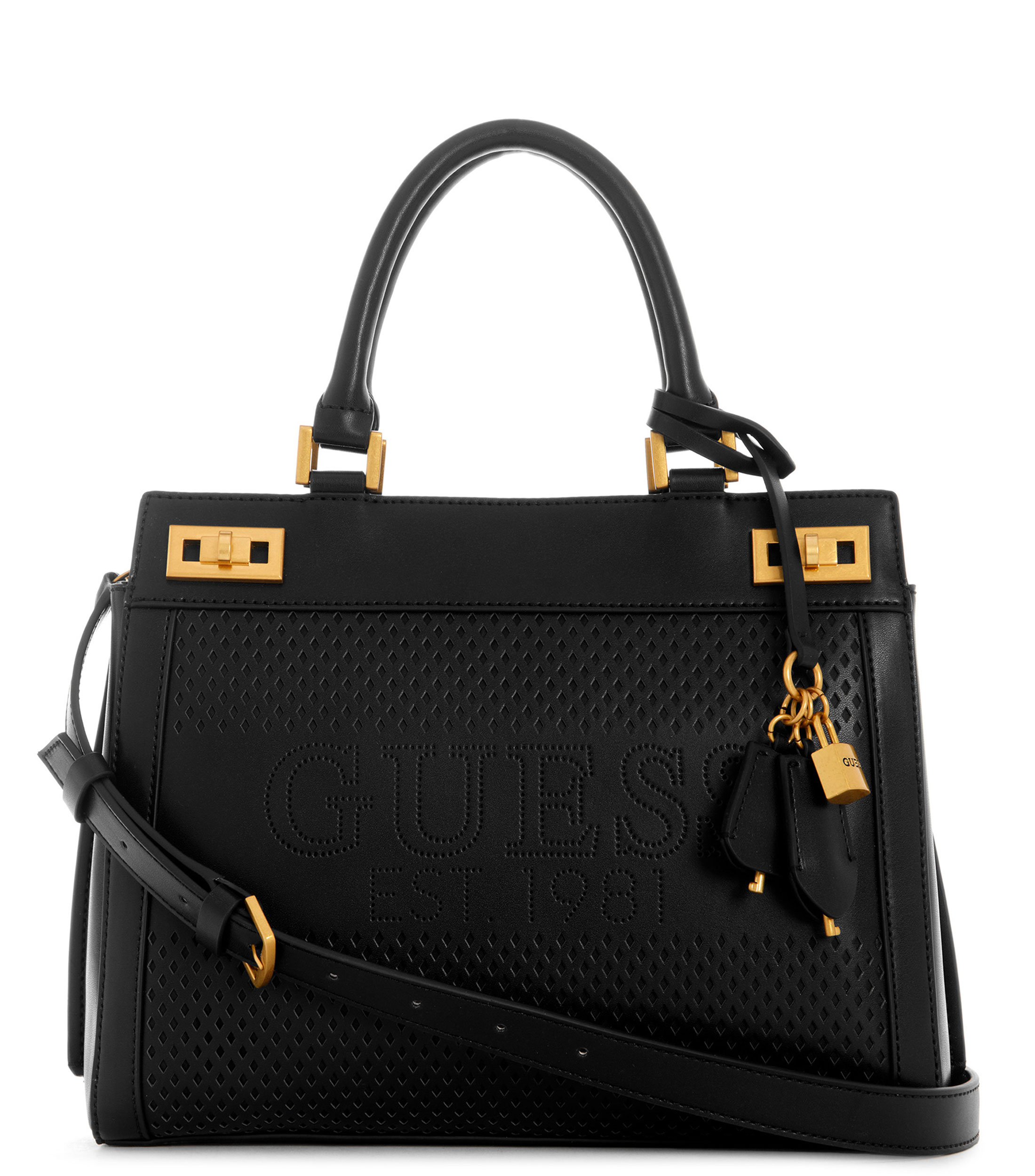 Guess: Bolso satchel negro Katey Mujer | El Palacio de Hierro