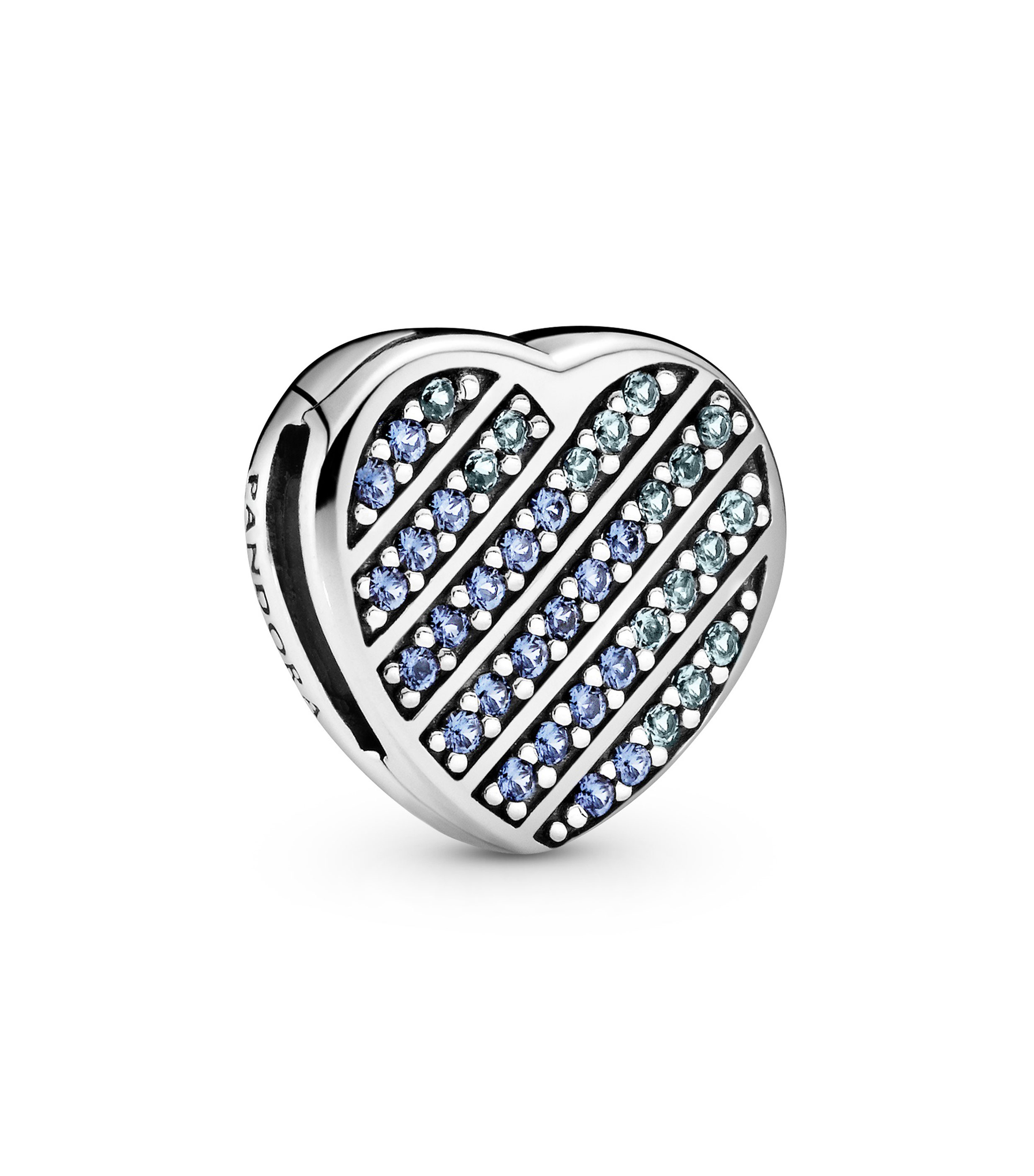 Pandora Charm en plata .925 corazón de pavés azul Pandora Timeless ...