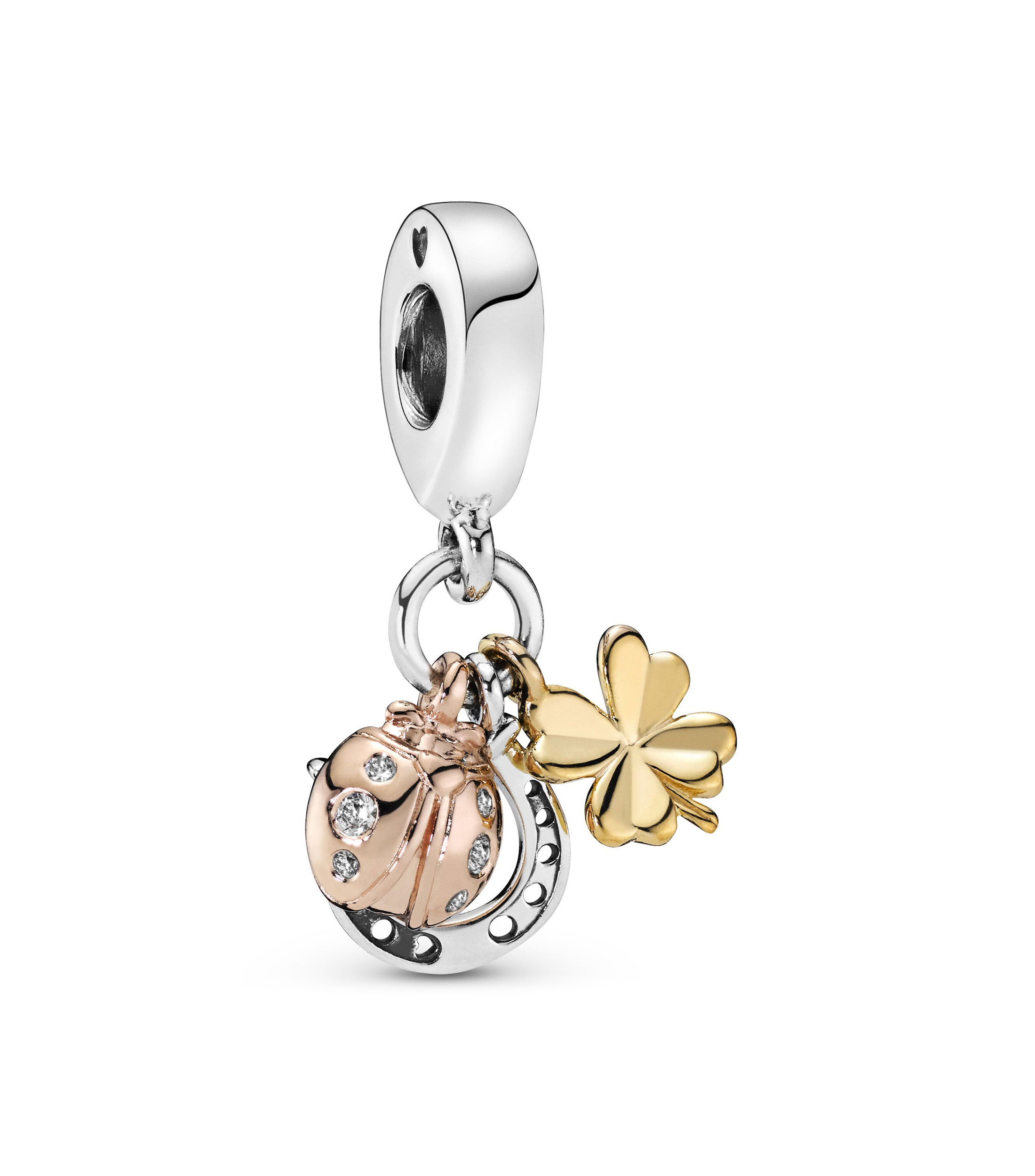 Pandora Charm con herradura, trébol y mariquita en plata Unisex - El ...