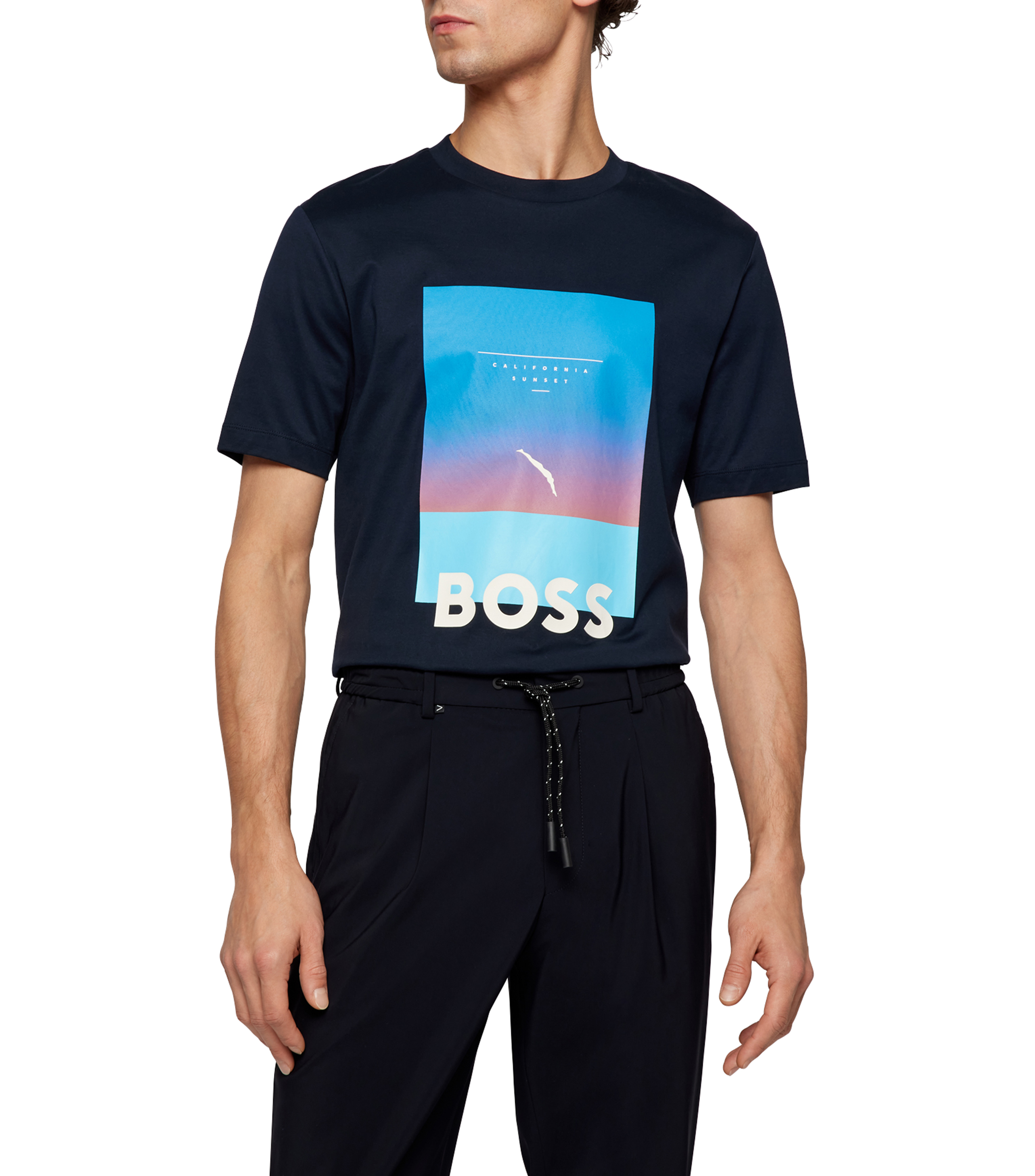 Boss Playera Slim Fit de algodón mercerizado con obra fotográfica ...