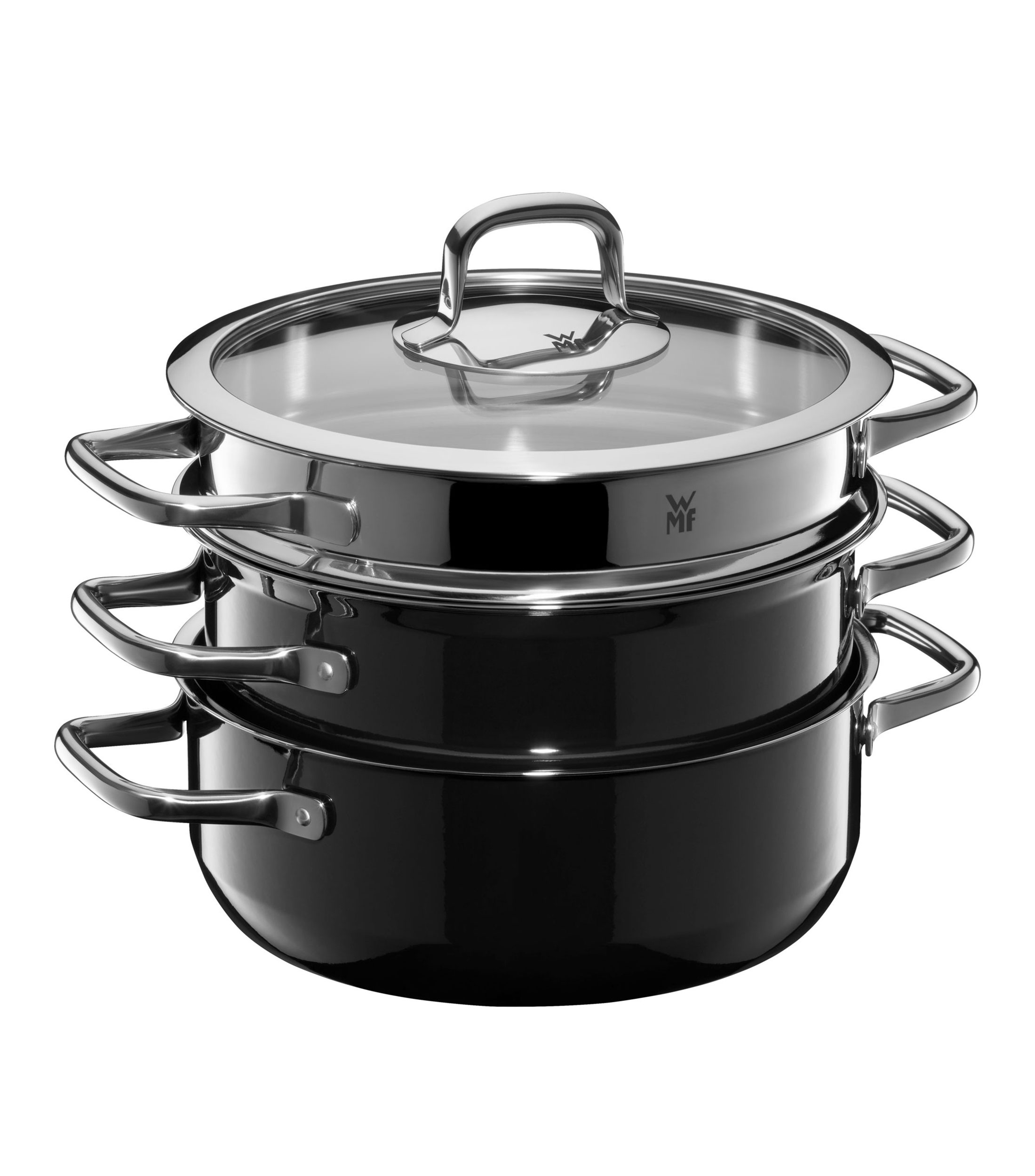 WMF: Set 3 Ollas en acero inoxidable Fusiontec Negro | El Palacio de Hierro