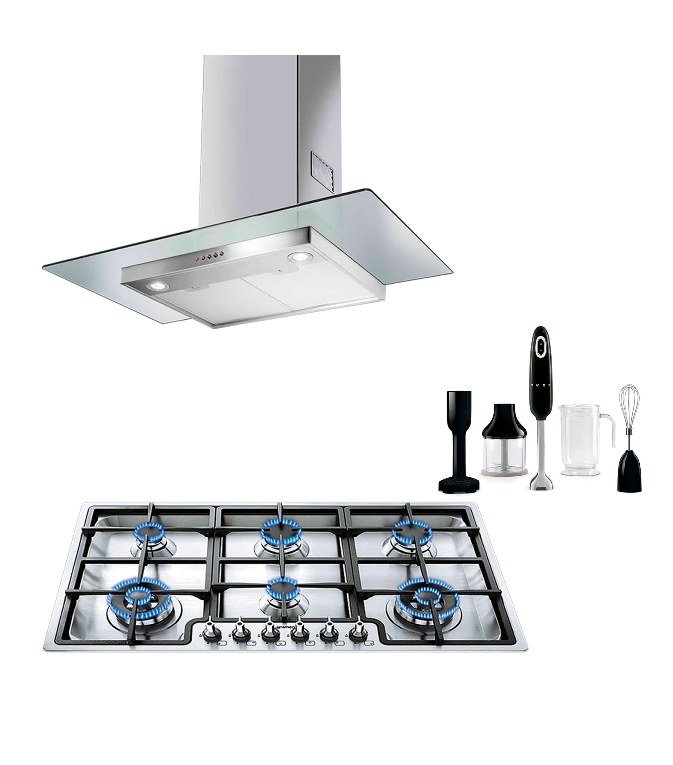 Smeg Combo Parrilla a Gas + Campana Empotrable + Licuadora de Mano - El ...