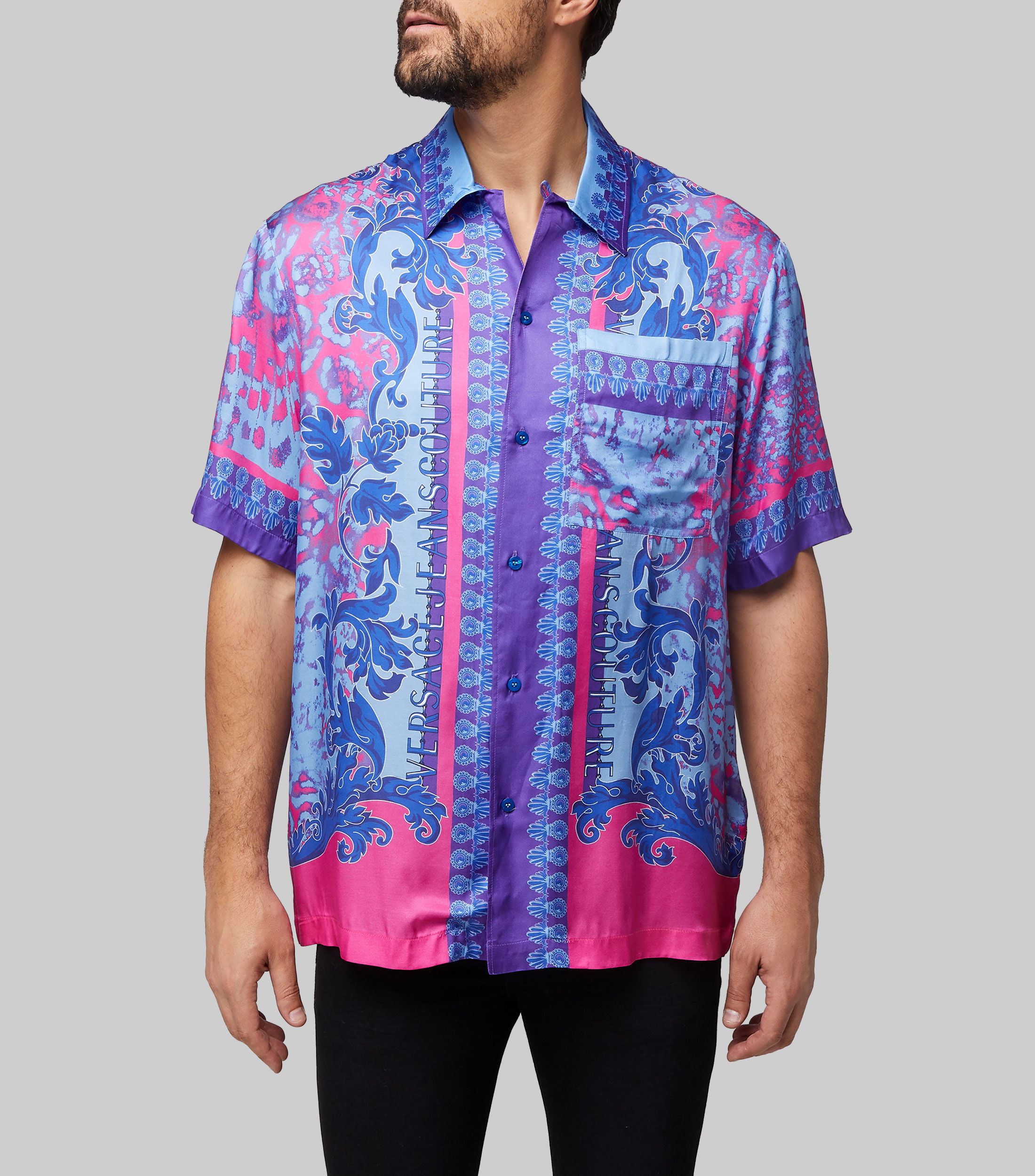 Versace Jeans Couture: Camisa monogram de manga corta Hombre | El ...