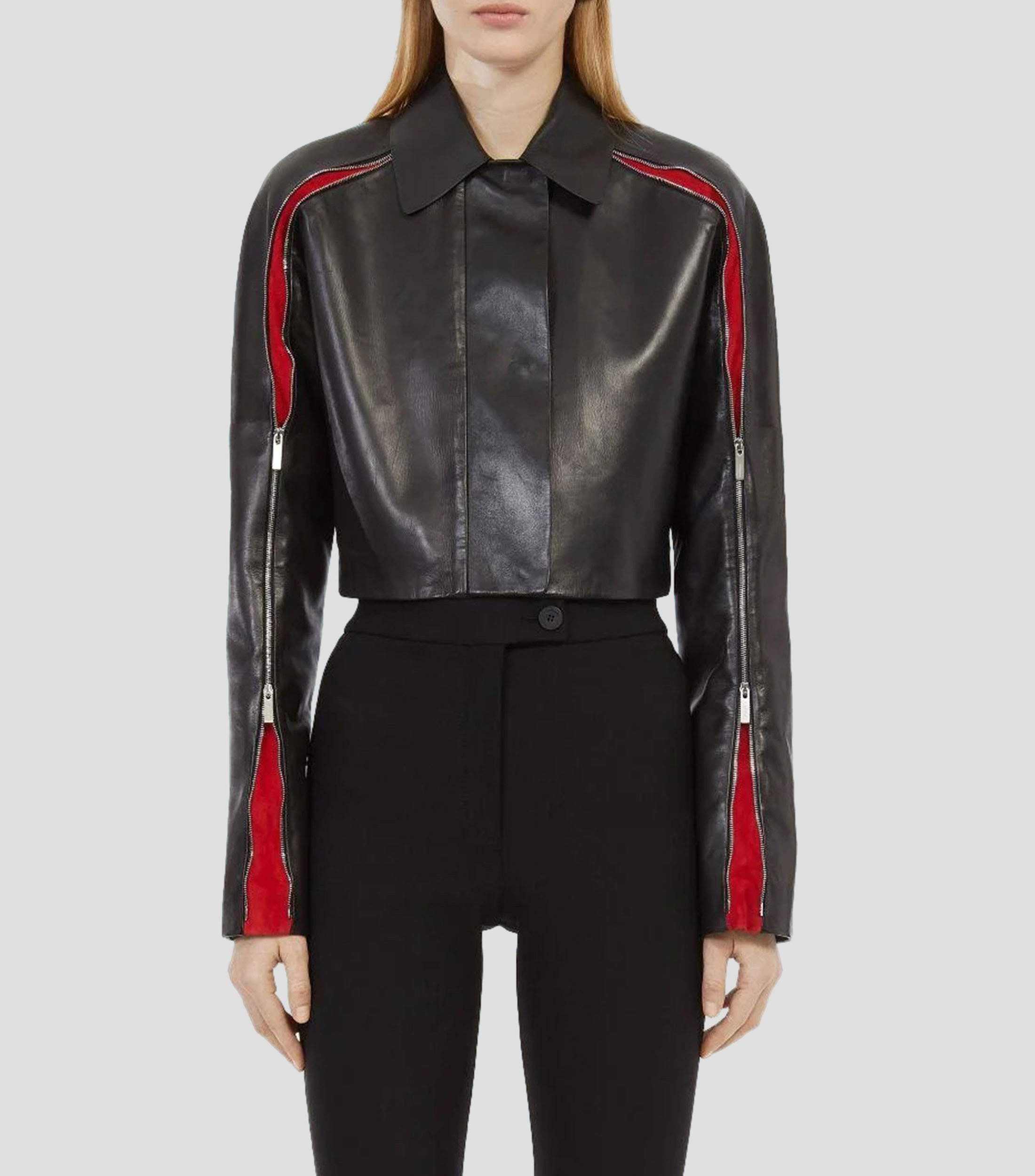 Ferragamo Chaqueta corta con inserciones en contraste de mujer de color ...