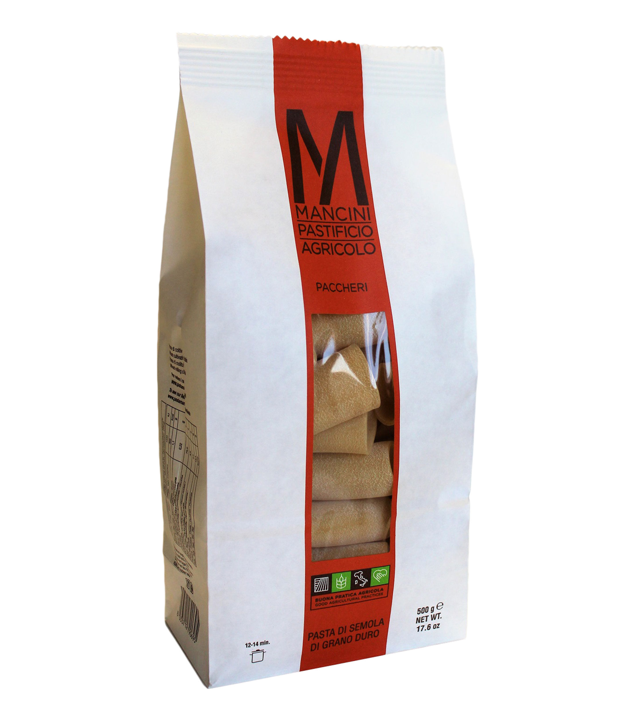 Mancini Pastificio Agricolo Pasta Paccheri, 500 g - El Palacio de Hierro